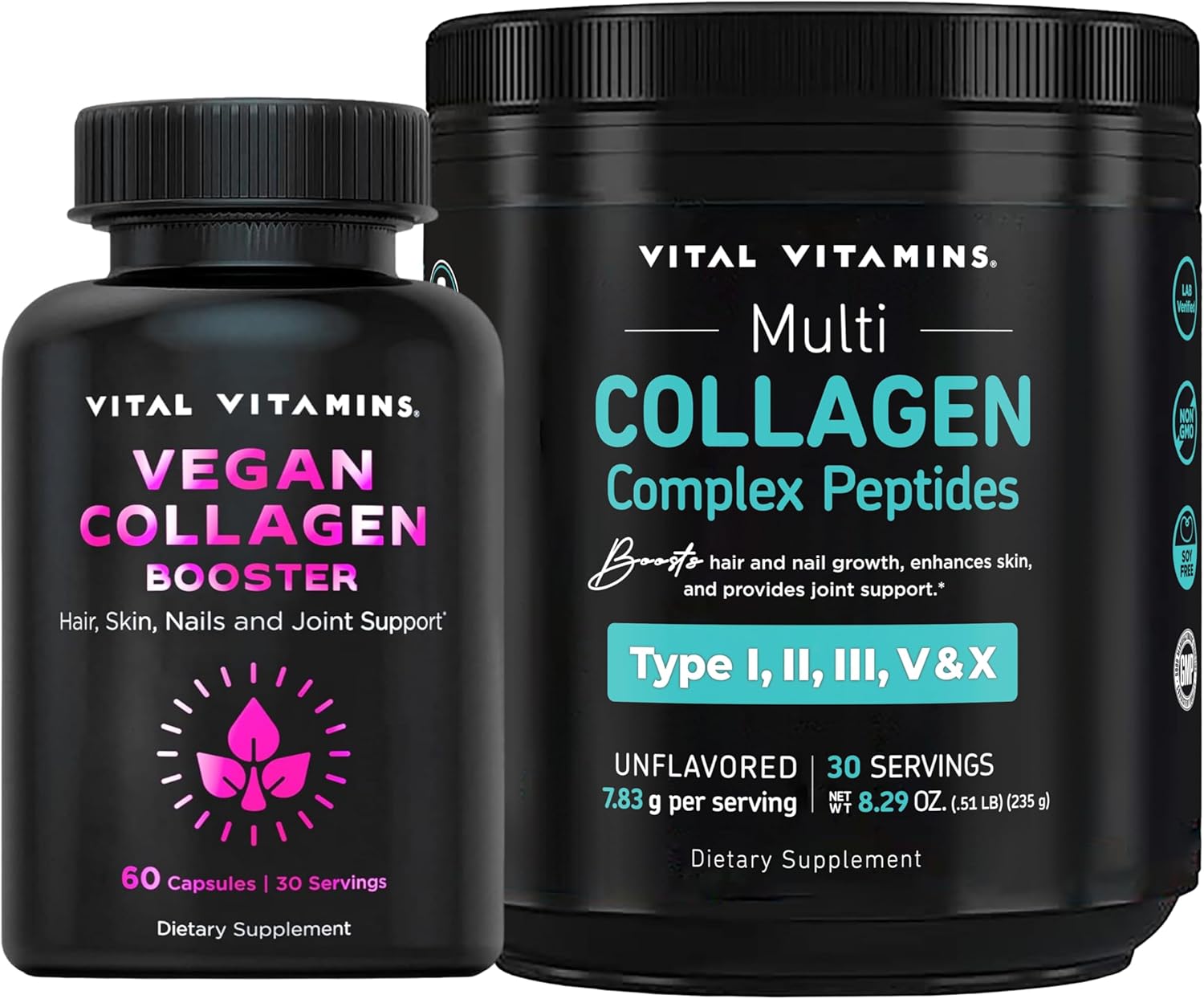 Amazon.com: Vital Vitamins Vegan Collagen Booster + Multi Collagen ...
