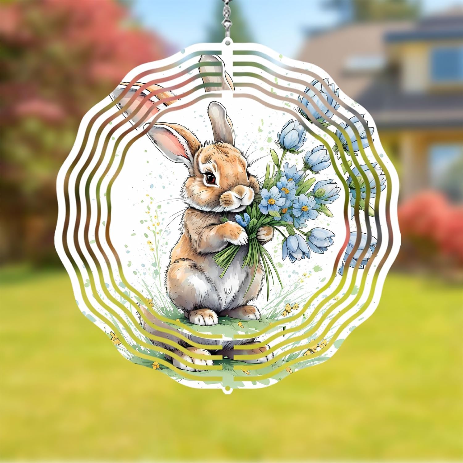 Amazon.com: Easter Bunny Wind Spinner Easter Day Gifts 3D Metal Kinetic ...