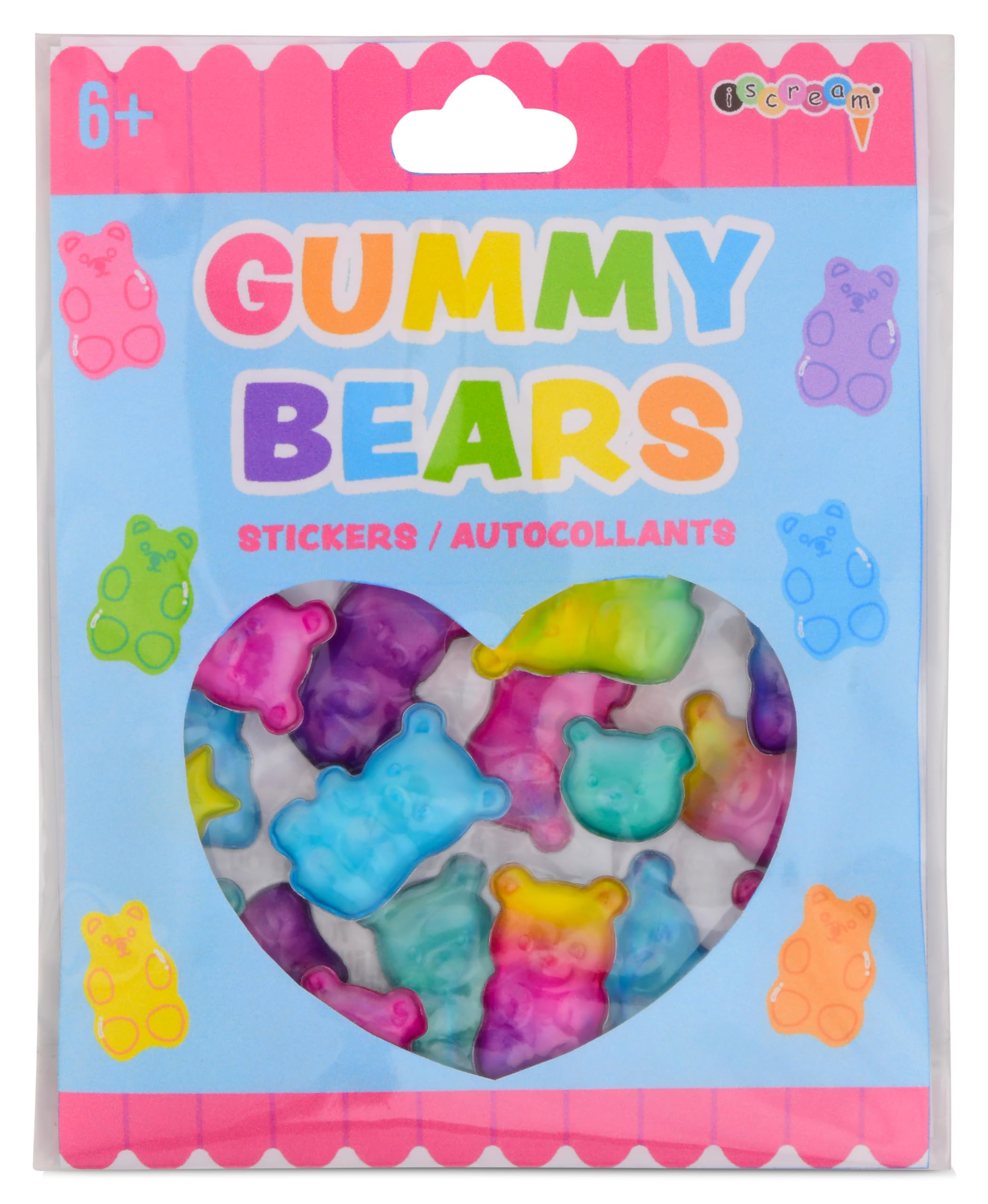 Amazon.com: iscream Gummy Bears Soft Puffy Gel 23-Piece Rainbow Colored Sticker Pack : Toys & Games