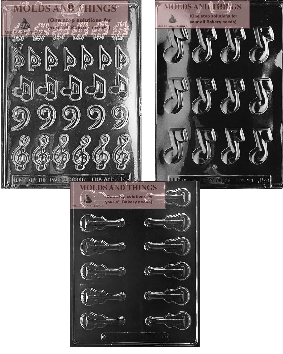 Amazon.com: Music Music Music Music note Guitar Chocolate Candy Mold ...