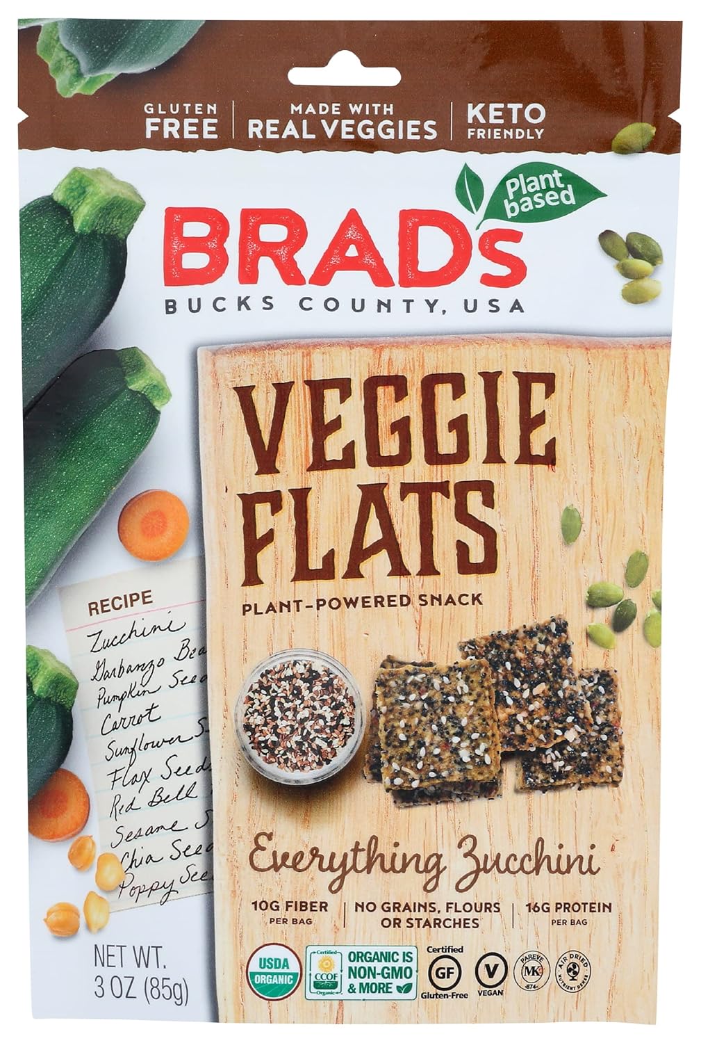 Amazon.com : Brad's Raw Organic Everything Zucchini Veggie Flats, 3 OZ ...