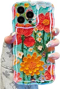 Amazon.com: UEEBAI Case for iPhone 16 Pro Max, Colorful Retro Oil Painting Flower Case Pretty ...