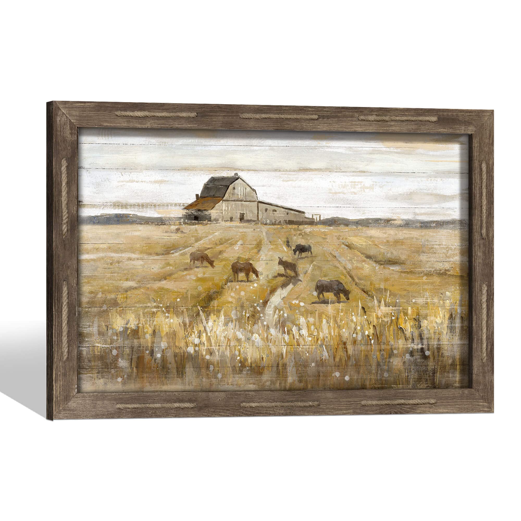 Country Wall Art Wooden Artwork: Rustic Farmhouse Barn Scene Picture ...
