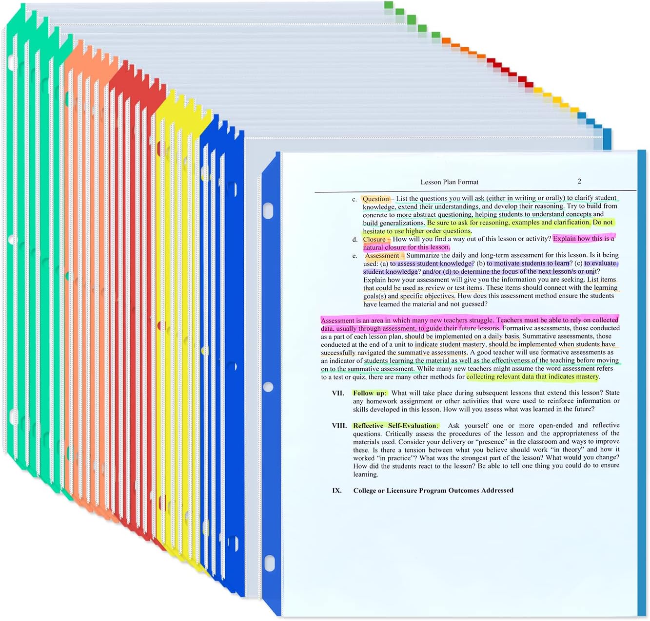 Sheet Protectors, Color Edge Plastic Sheet Protectors for 3 Ring Binder ...