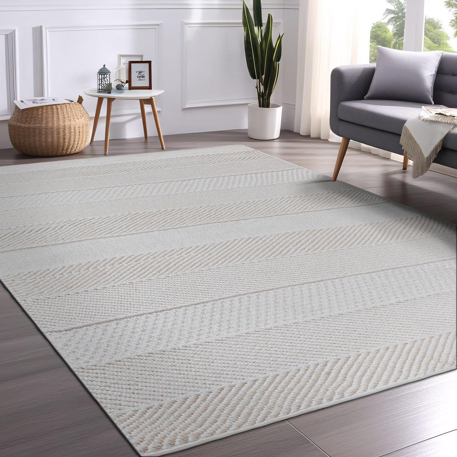 Amazon.com: Beverly Rug Micro Loop Area Rug White 5x7 Modern Luxury ...