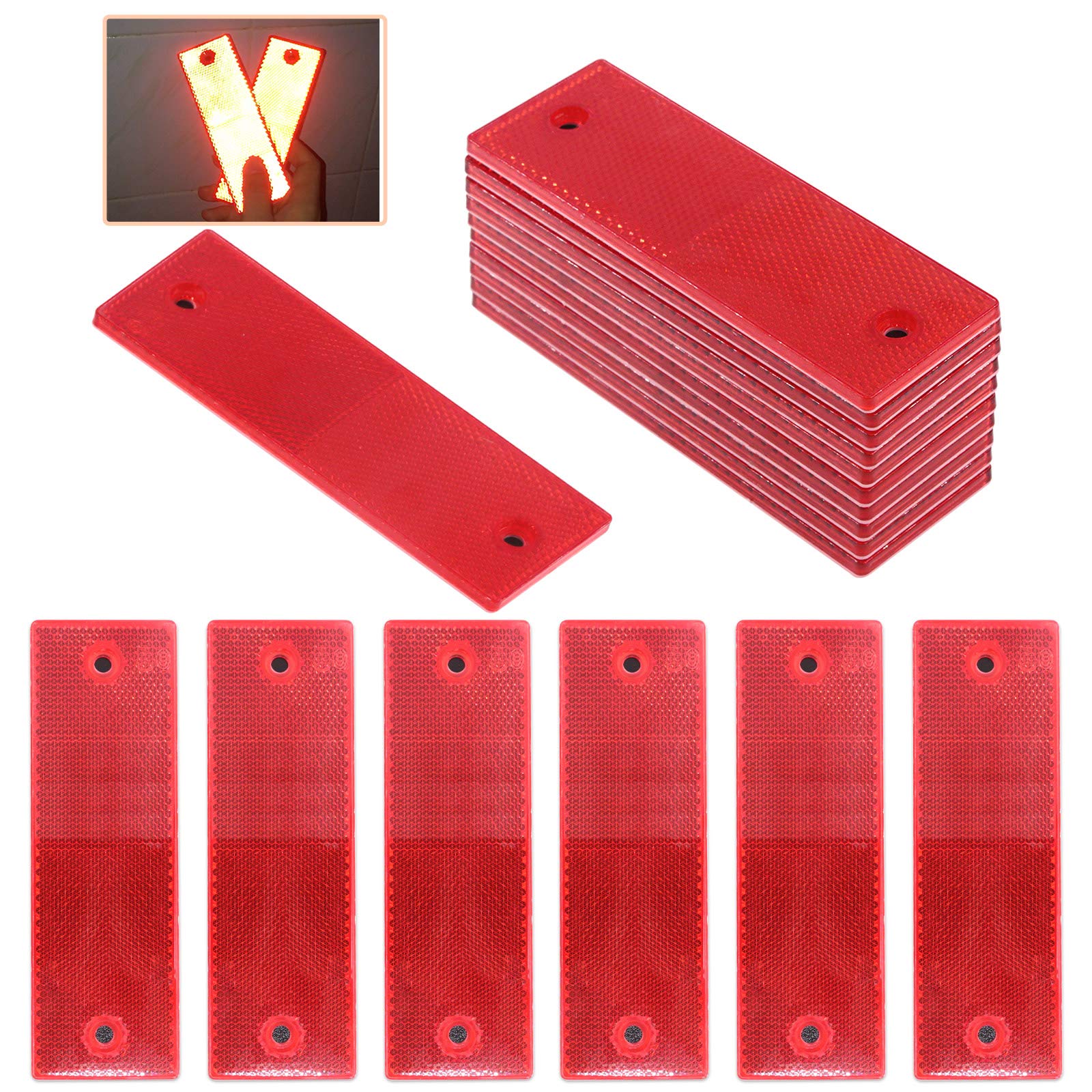 Amazon.com: Rustark 20 Pcs Red Plastic Rectangular Stick-on Car ...
