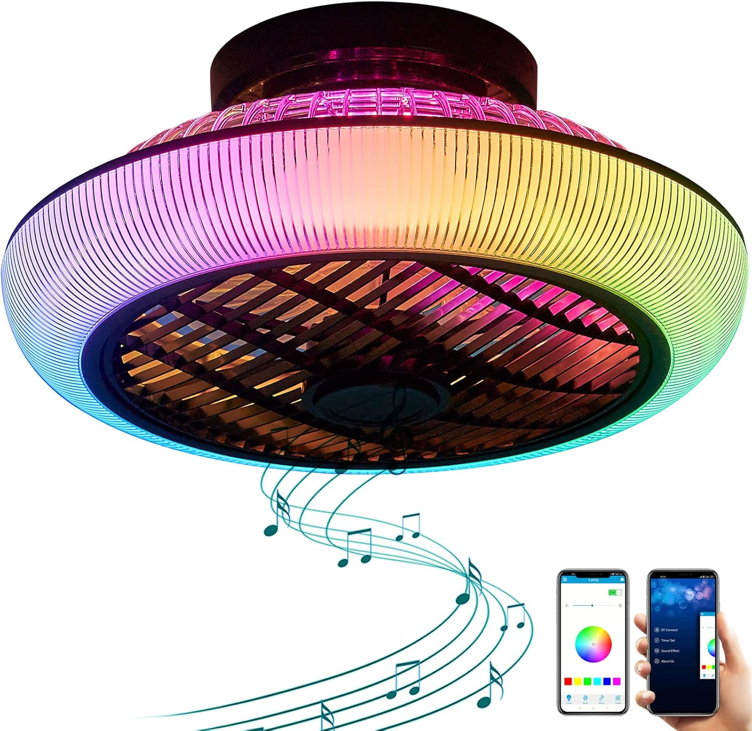 Bladeless Ceiling Fan With Lights Modern Bluetooth Ceiling Fan with ...