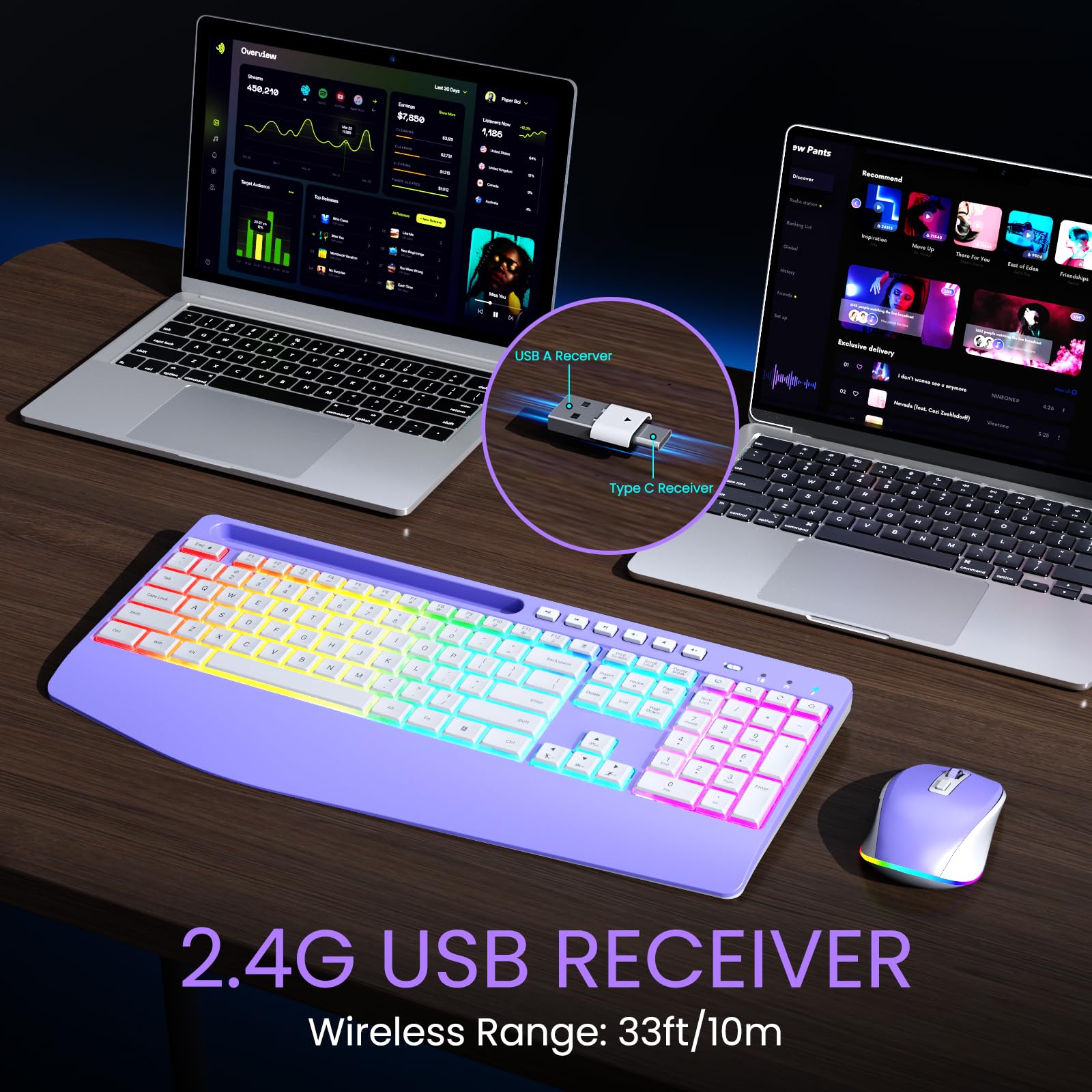 Rechargeable Keyboard And Mouse LIZRROT Wireless Keyboard & Mouse Combo ...