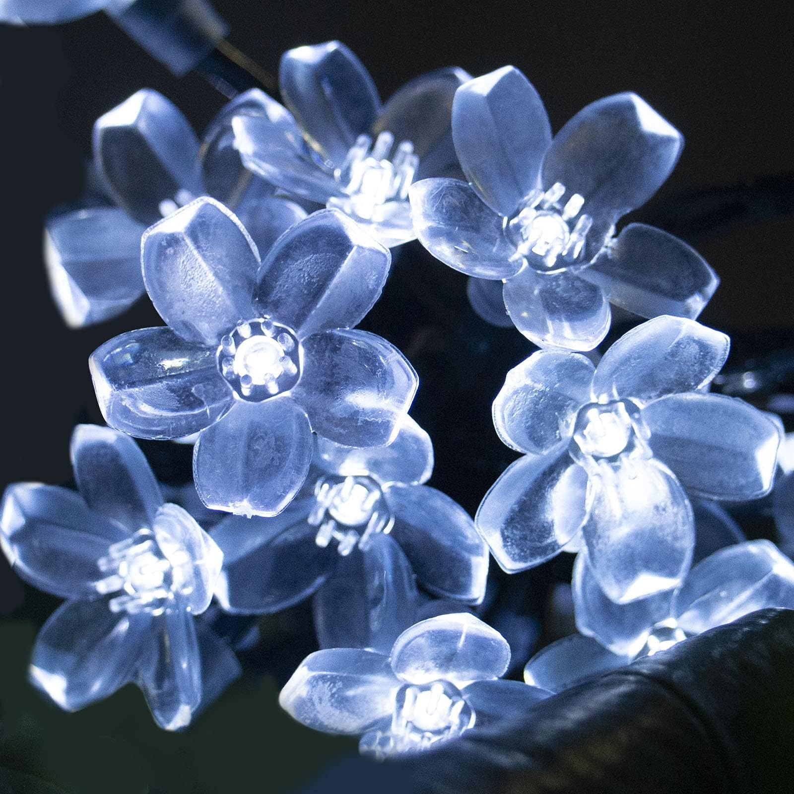 Solar Powered String Lights, 16ft 50LED Blossom Solar Garden Fairy ...