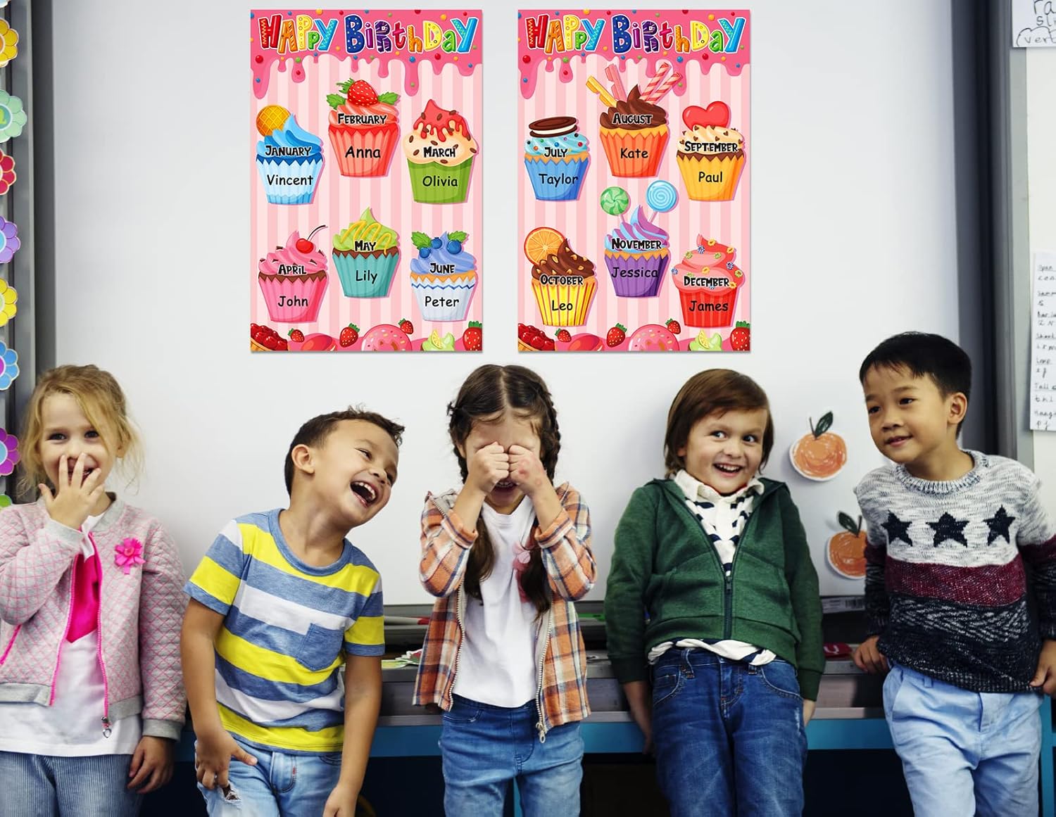 Waahome Tabla De Cumpleaños Para El Aula De 11 2 X 16 5 Pulgadas