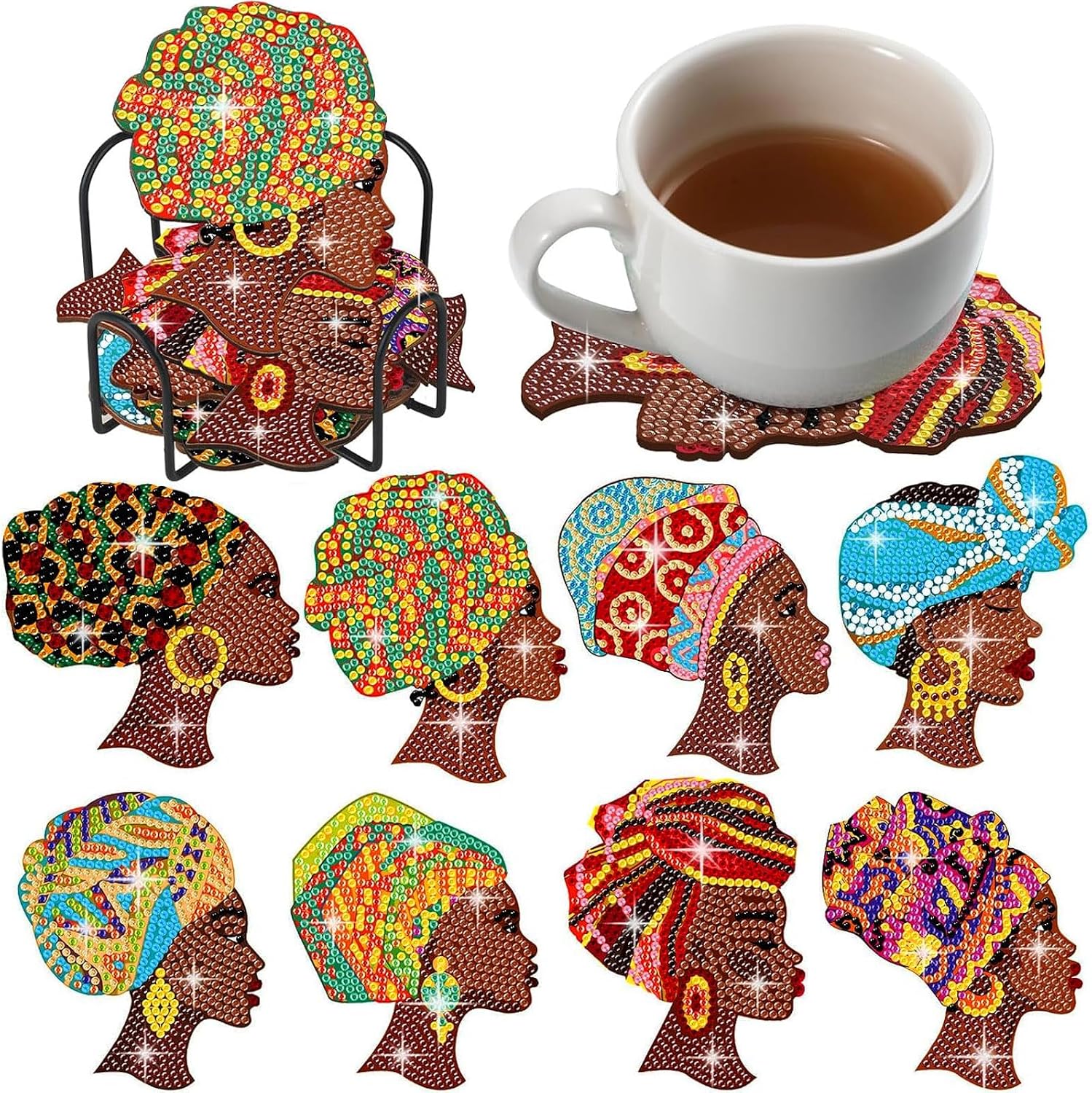 Amazon.com: 8 Pcs African American Diamond Painting Coasters with ...