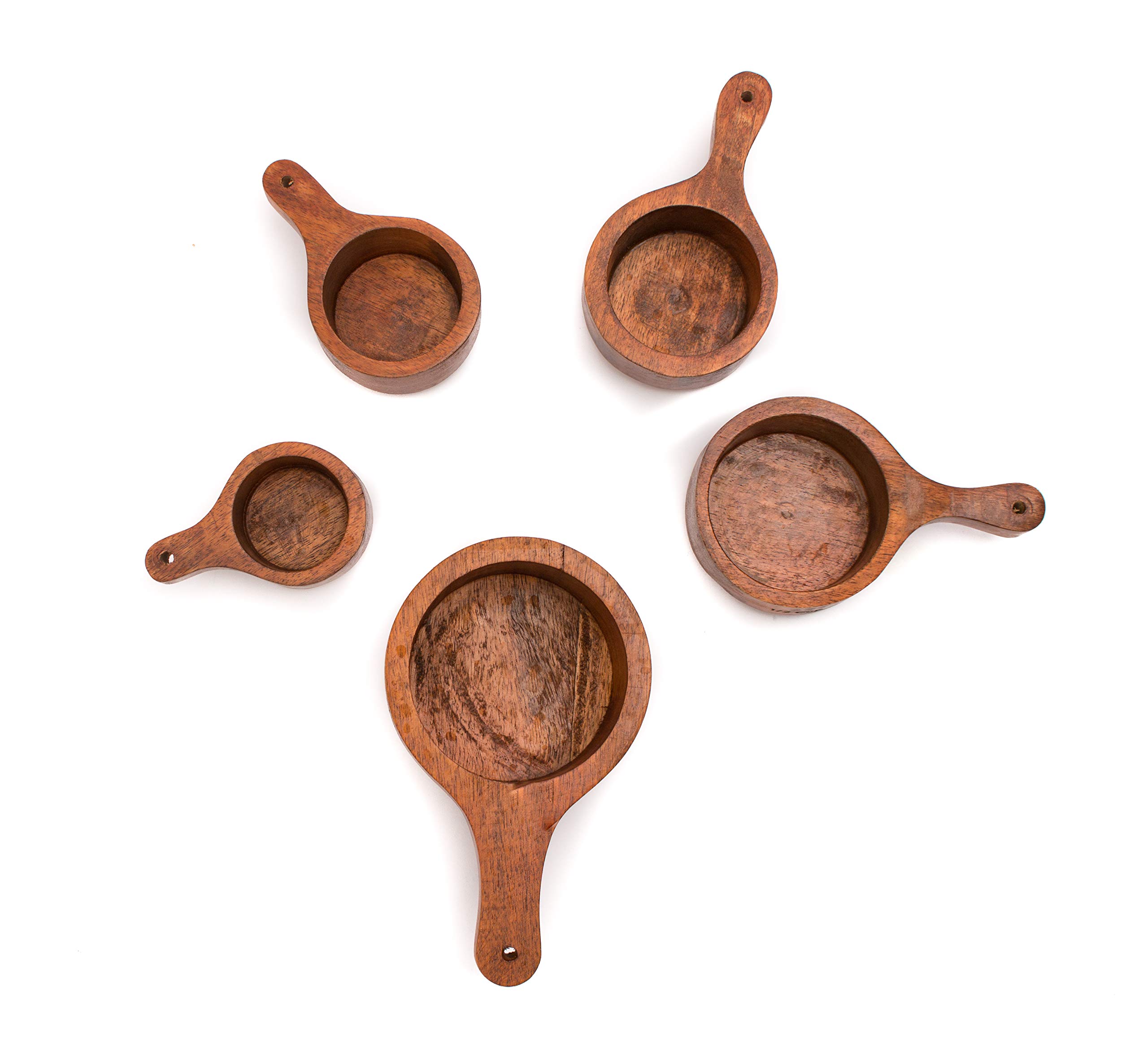 Eco-Friendly Mango Wood Measuring Cup Set of 5, Hand Crafted with Wood ...