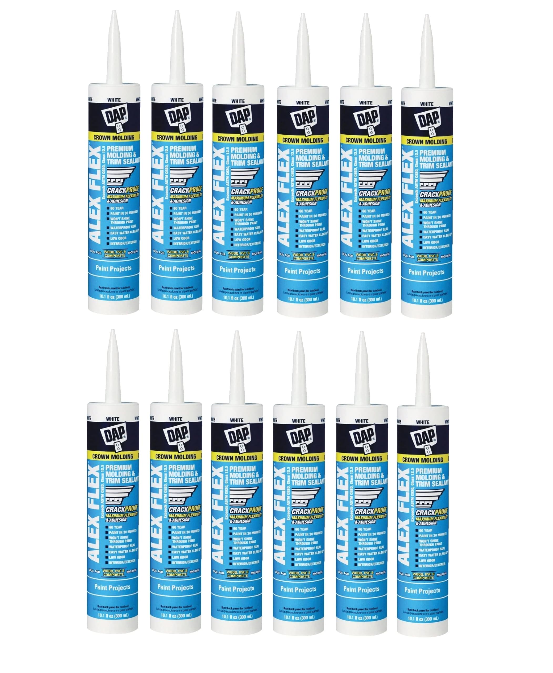 Amazon.com: DAP 18542 Alex Flex Molding & Trim Sealant, White, 10.1-oz ...