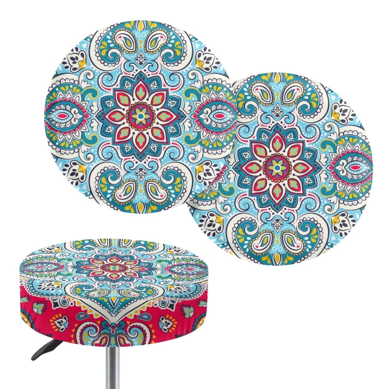 Amazon.com: gearider Round Bar Stretch Stool Seat Covers, Boho Mandala ...
