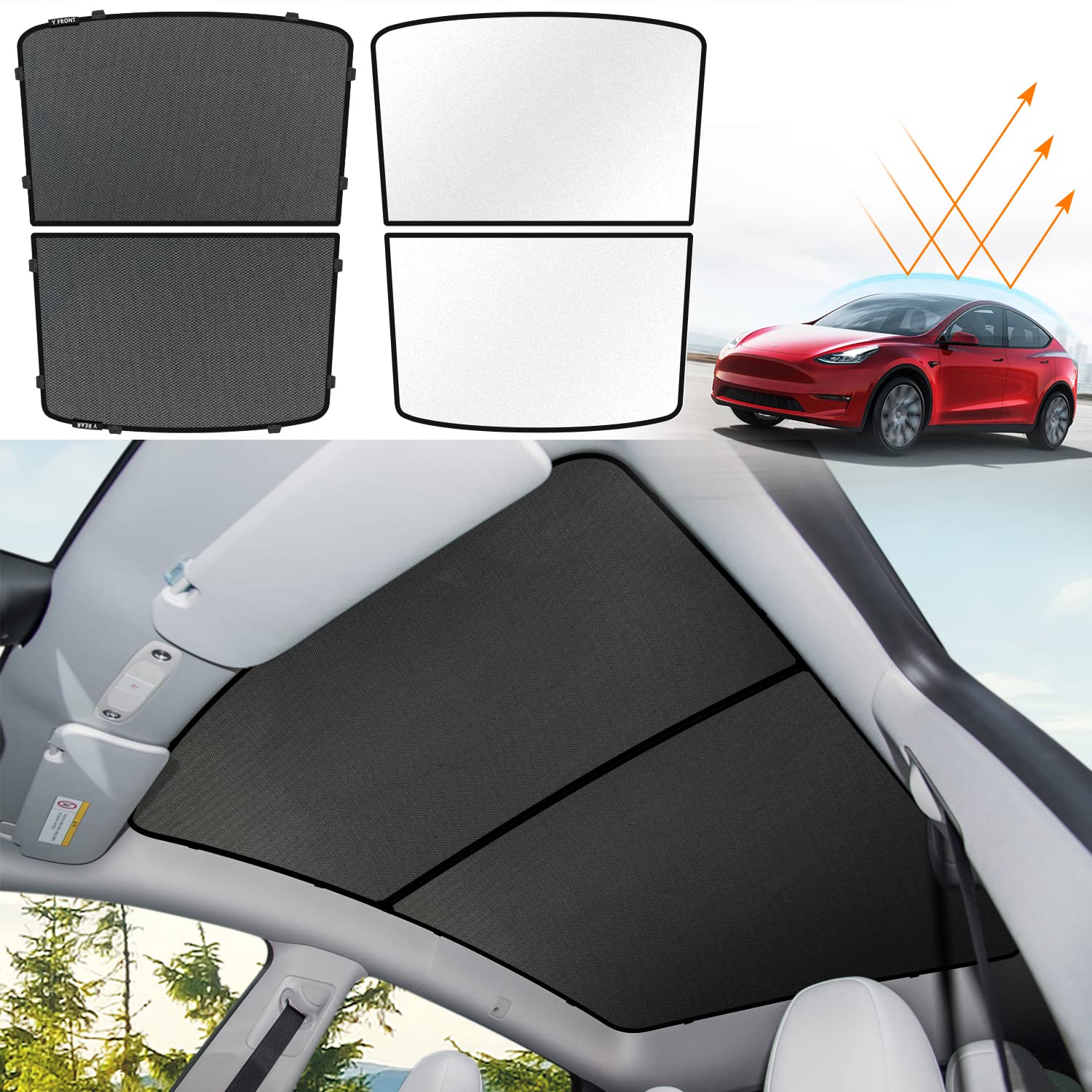 Snapklik.com : Farmogo Sunshade For Tesla Model Y 2020-2024 - UV/Heat ...