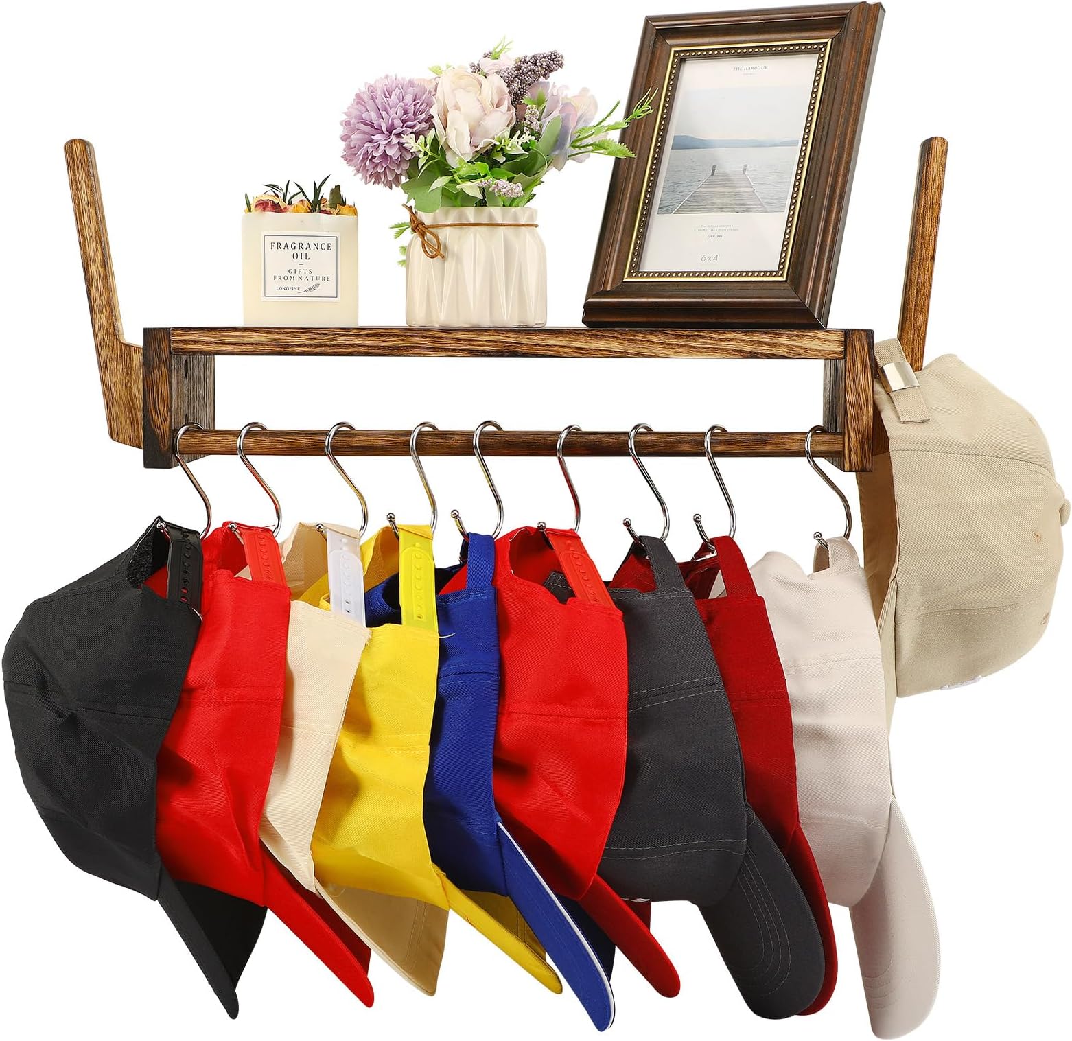 Amazon.com: CypherX Hat Rack for Wall with Shelf for 30 Caps - Hat ...