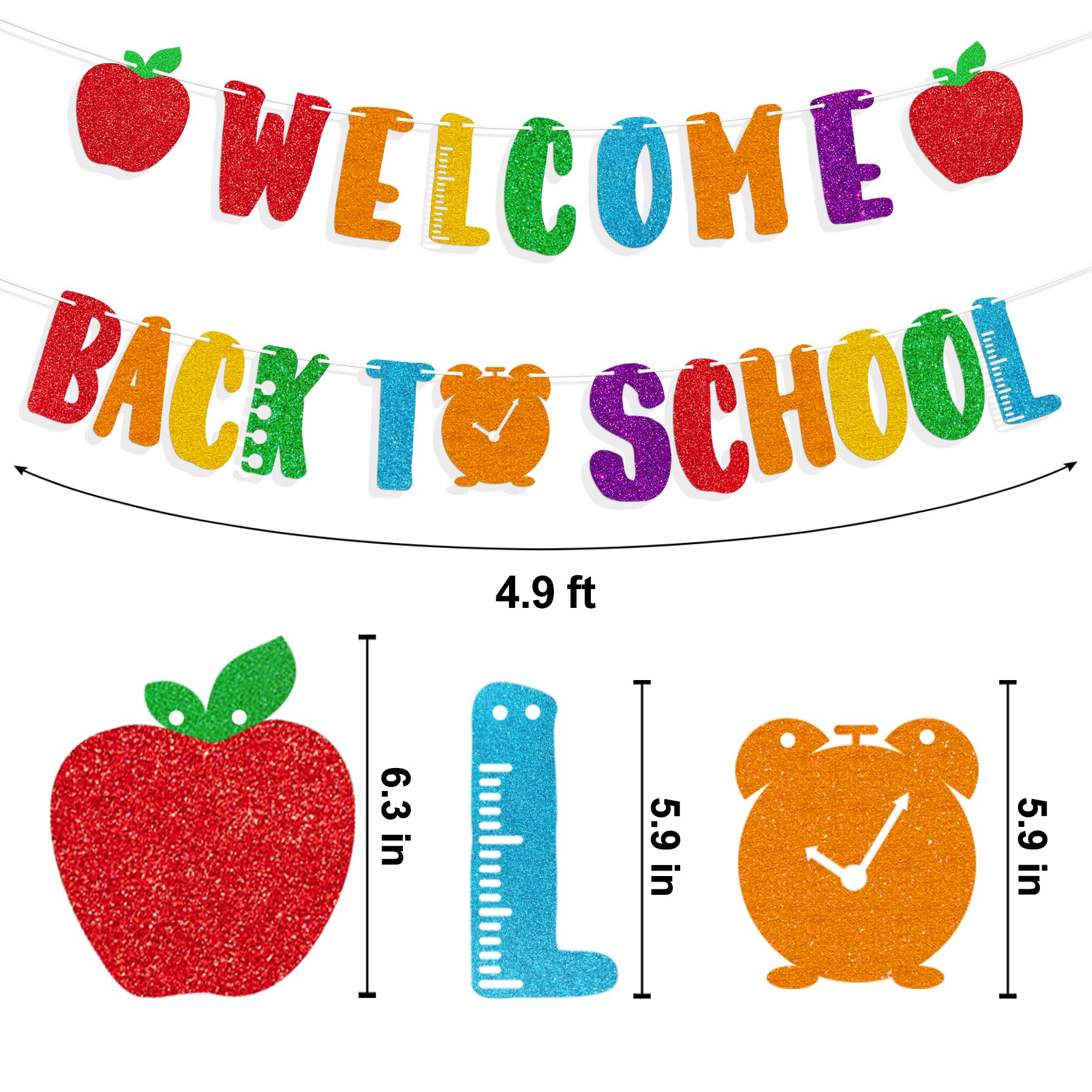 School Party Decor Apple Banner Vlipoeasn Black Welcome Back To School ...