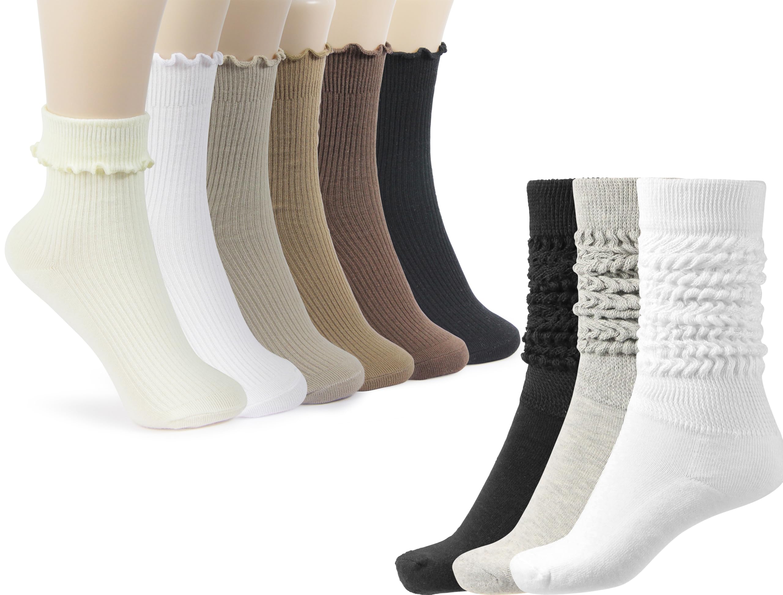 Amazon.com: Slouch Socks Women with Turn-Cuff Frilly Sock : Clothing ...