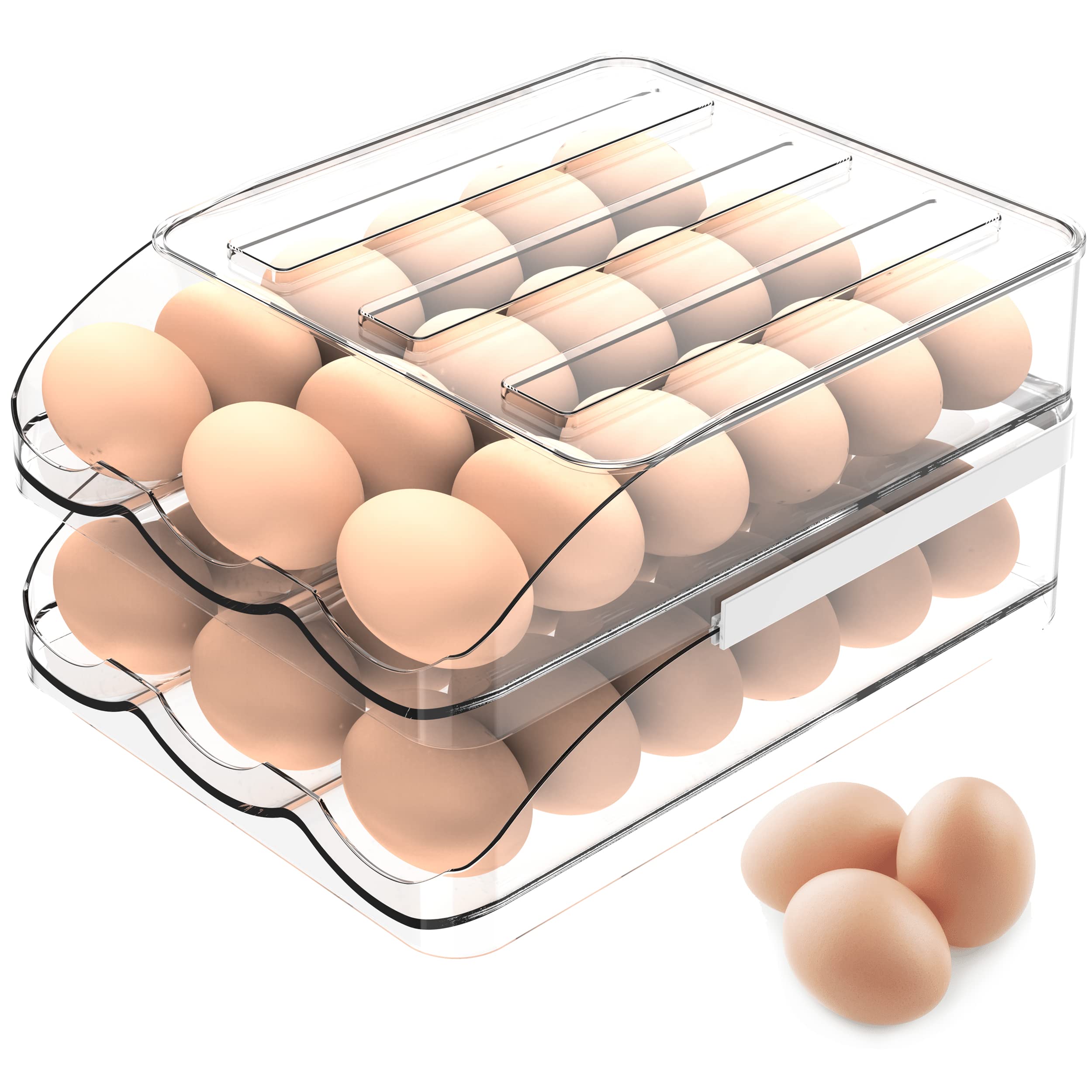 EZORG Egg Container for Refrigerator -36 Eggs Organizer with Lid -2 ...