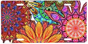 Amazon.com: CafePress Funky Flowers Aluminum License Plate, Front ...