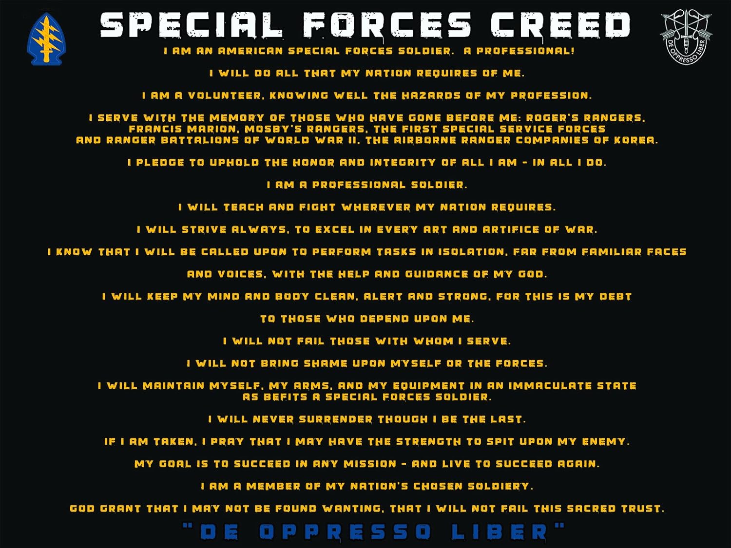 Amazon.com: SPECIAL FORCES Poster Creed Gifts 18X24 (SPFCREED6 ...