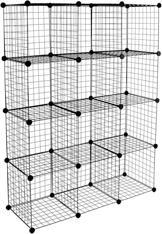 Amazon.com: Work-It! Wire Storage Cubes, 12-Cube Metal Grid Organizer ...