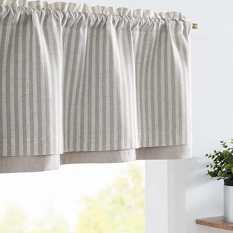 Amazon.com: jinchan Linen Valance Curtain Striped Valance for Windows ...