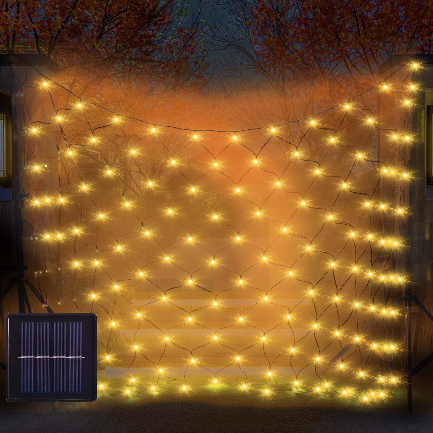 Solar Outdoor Mesh Lights Waterproof, Bush Christmas Net Lights with 8 ...