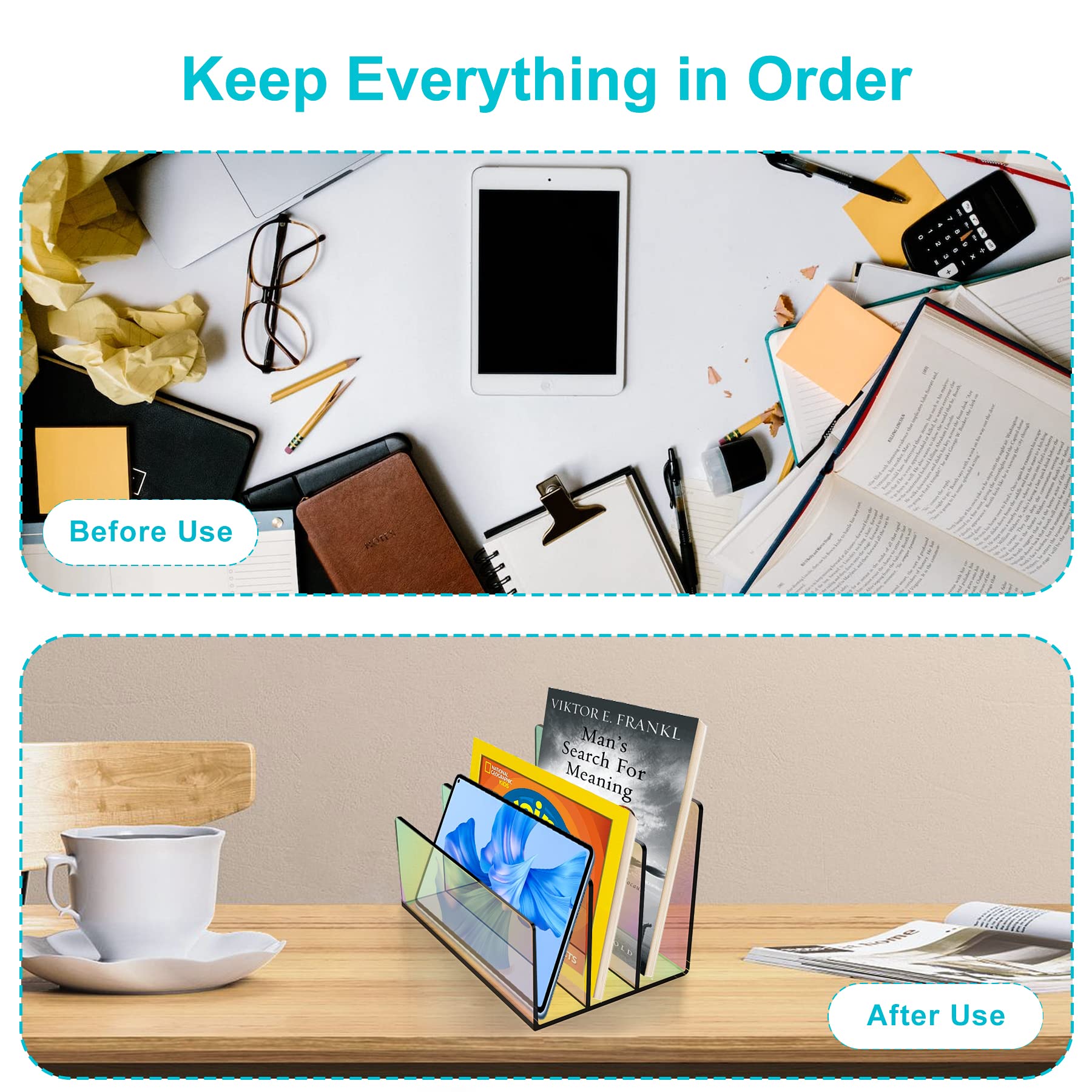 Snapklik.com : Acrylic File Holder,1PC 3 Sections Rainbow File ...