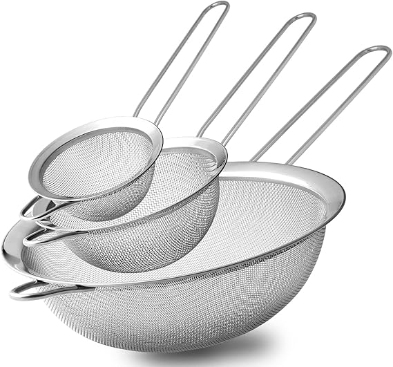 Durable Sieves and Strainers - Perfect Metal Seive 8cm, 12cm & 18cm ...