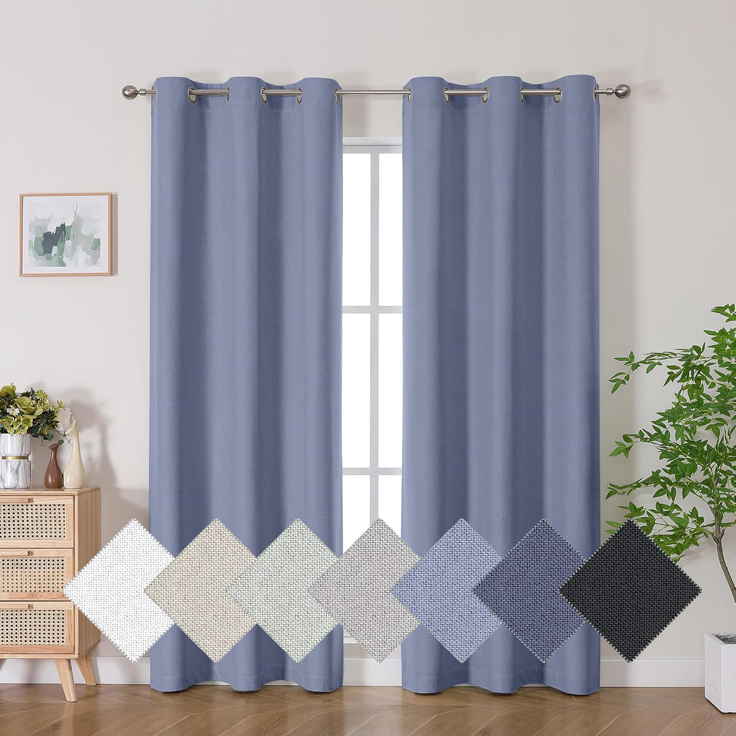 Amazon.com: Aiyufeng 100% Blackout Light Blue Curtains 72 inch Long 2 ...
