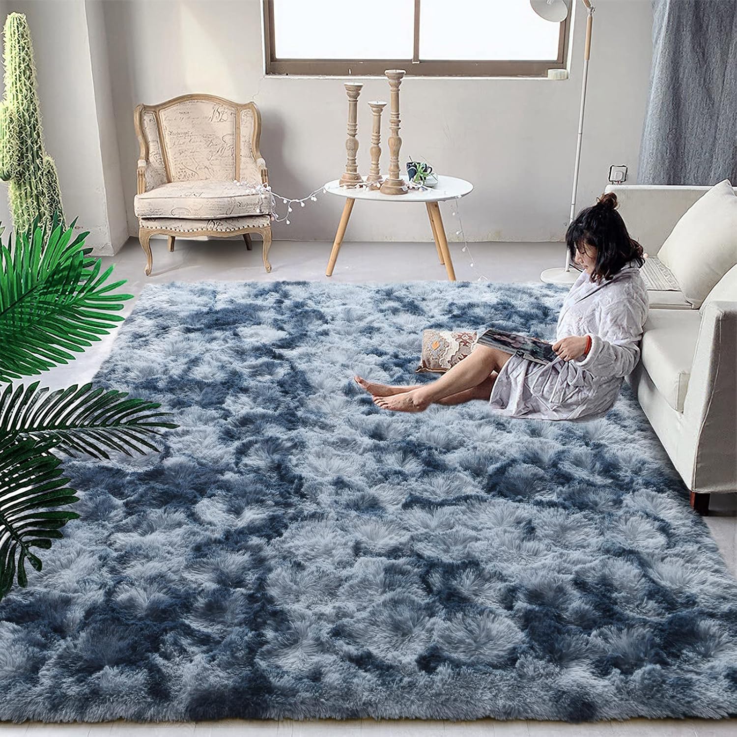Amazon.com: DweIke Super Soft Shaggy Rugs Fluffy Carpets, Tie-Dye Rugs ...