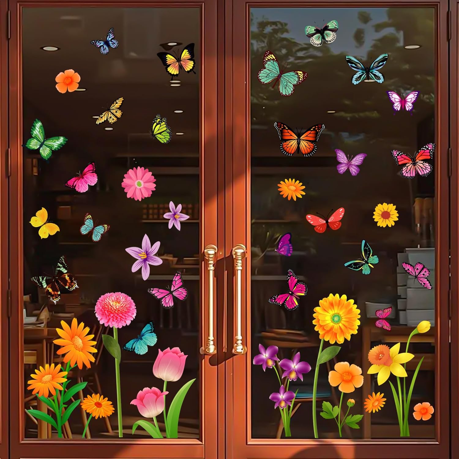 Zindoo Window Stickers Spring Self-Adhesive Window Sticker 81 Pcs ...