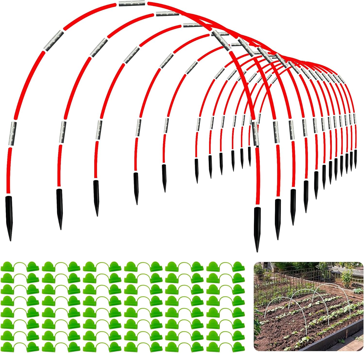 Amazon.com: 72 PCS Greenhouse Hoops for DIY Grow Tunnel Set, Garden ...