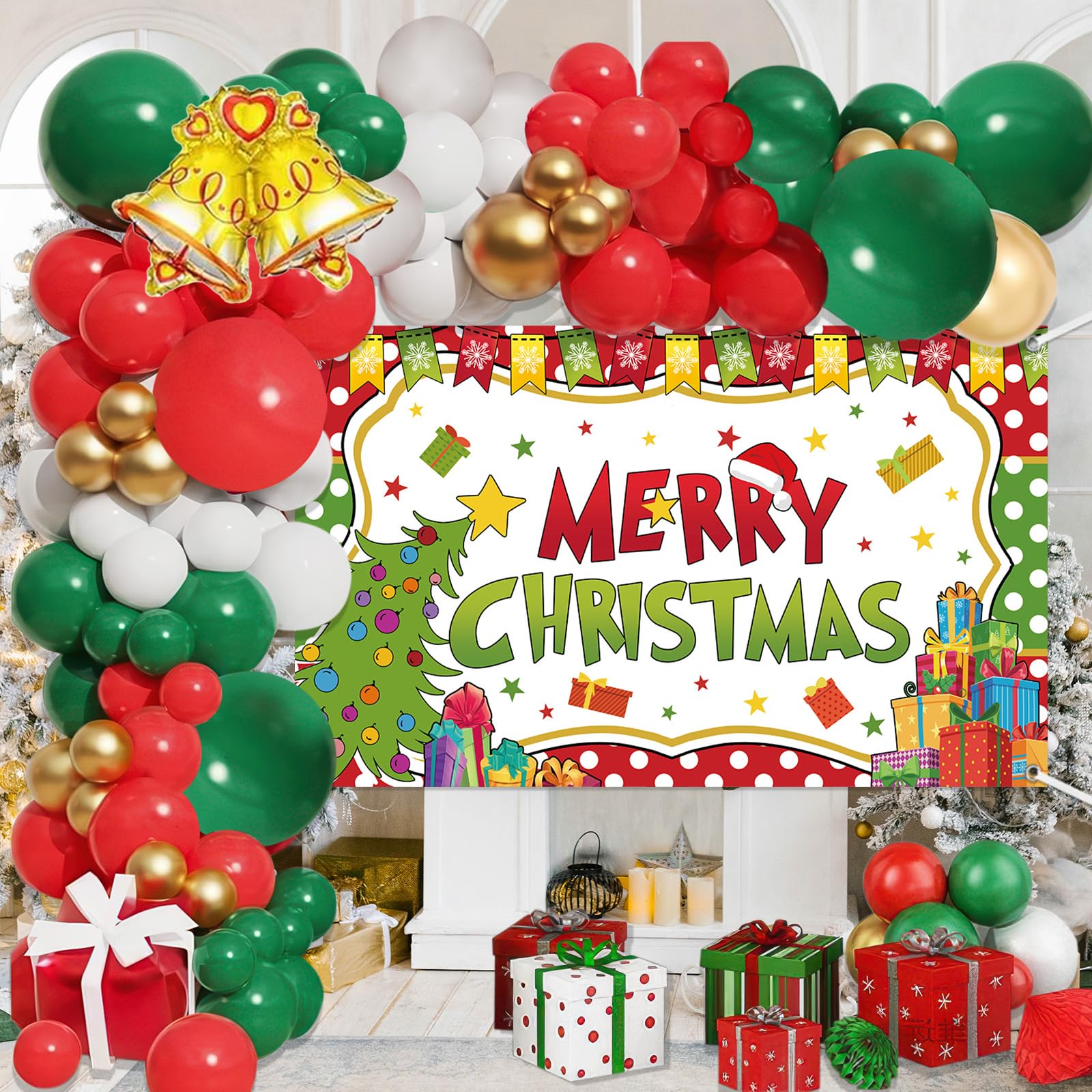 Amazon.com: MEHOFOND Merry Christmas Party Decorations 102Pcs ...