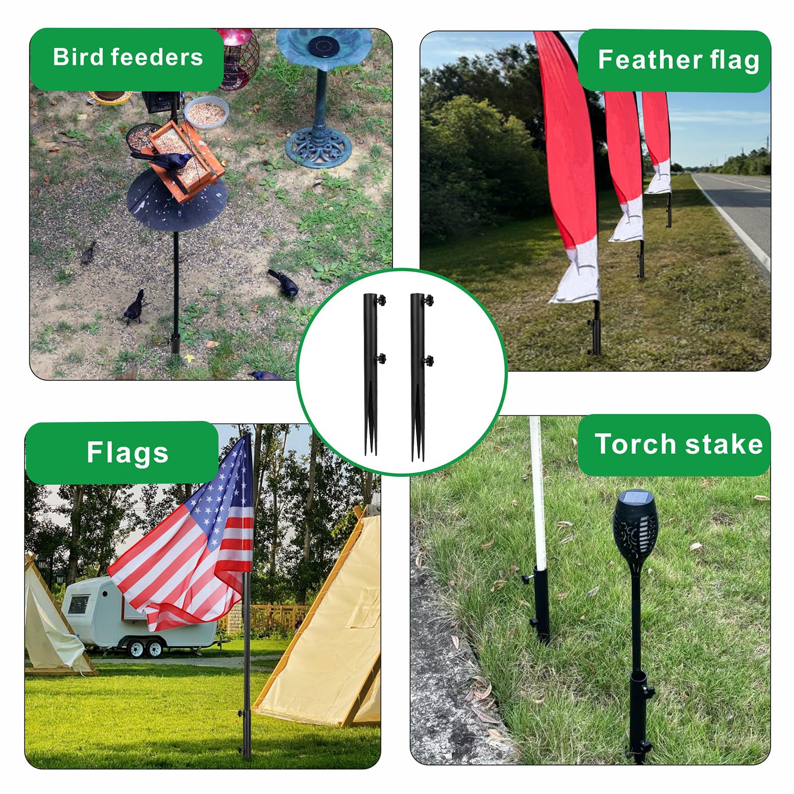 Snapklik.com : KSWLOR Flag Pole Ground Stake, Heavy Duty Flag Pole ...