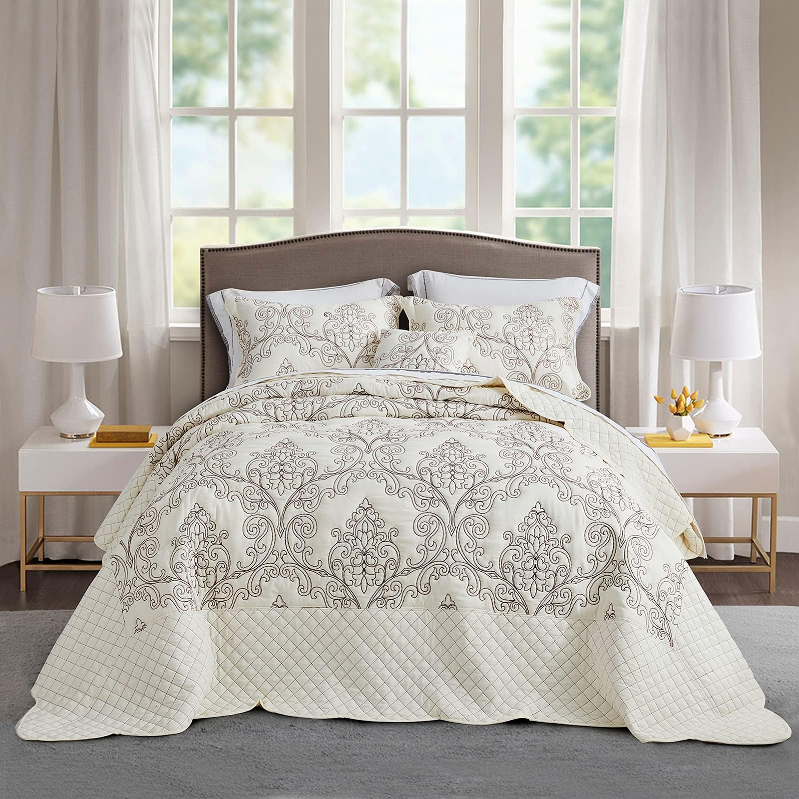 Amazon.com: SUPERIOR Cotton Blend Bedspread Set, Includes Oversized ...