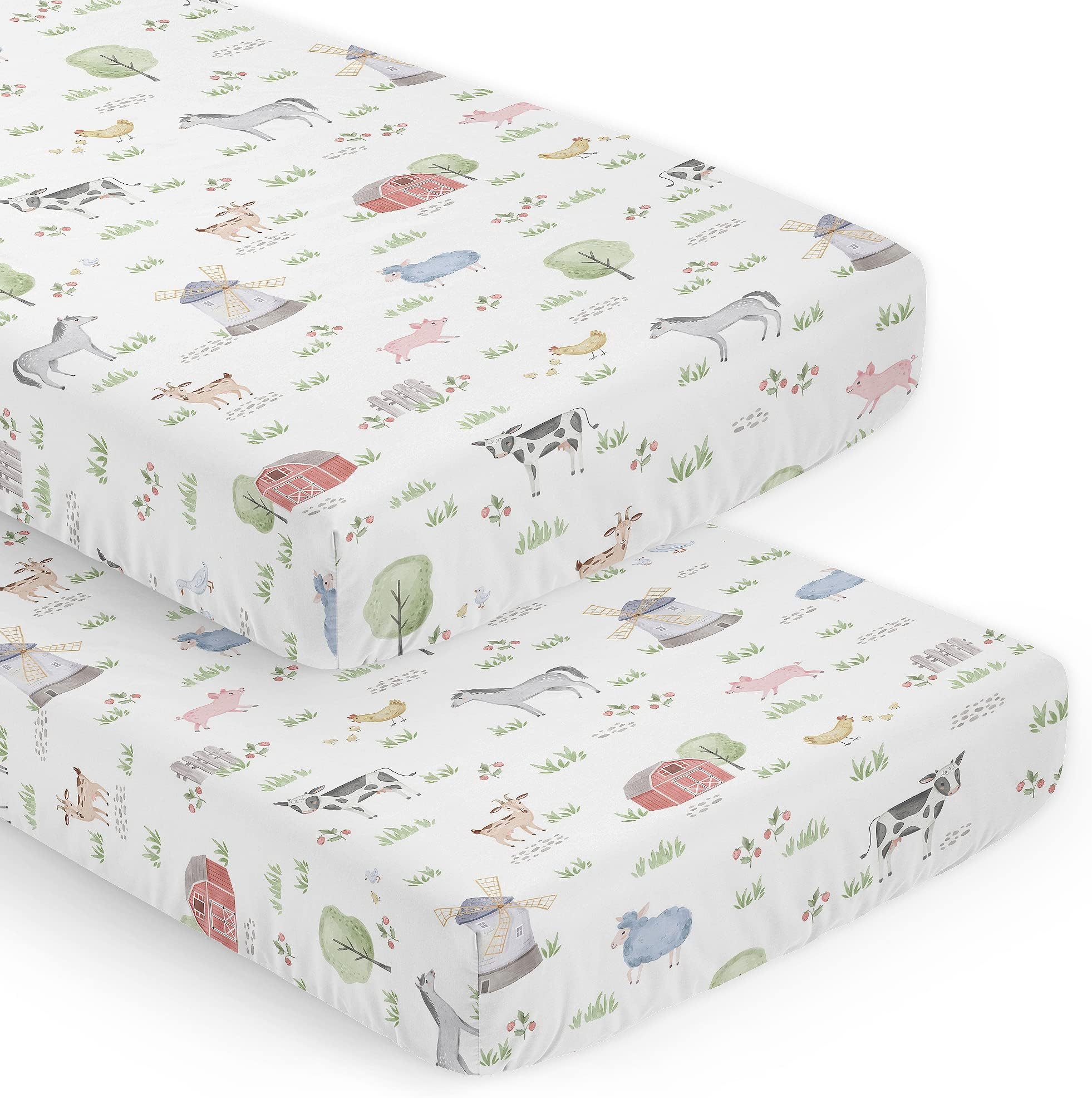 Amazon.com: Sweet Jojo Designs Farm Animals Boy Girl Baby Fitted Crib ...