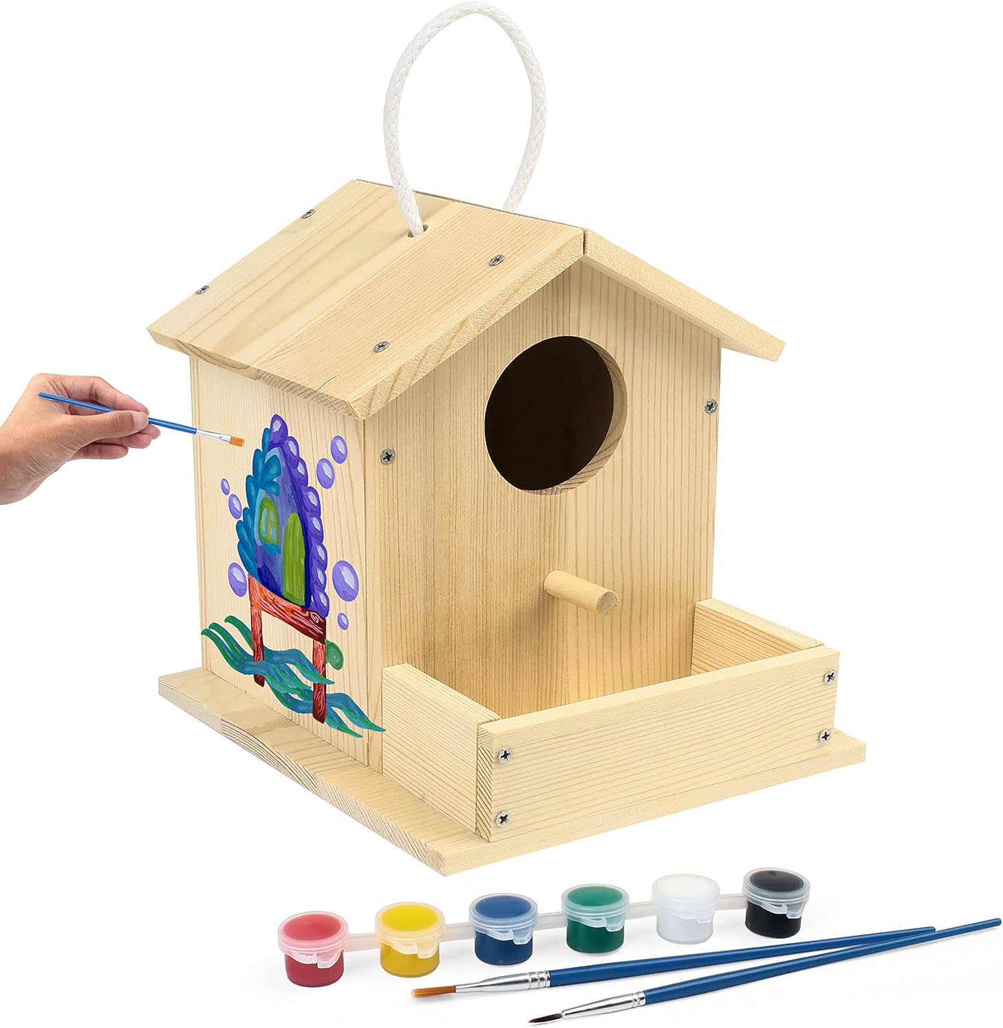 Amazon.com: LotFancy Bird House Kit, DIY Wooden Birdhouse Kits, Bulk ...