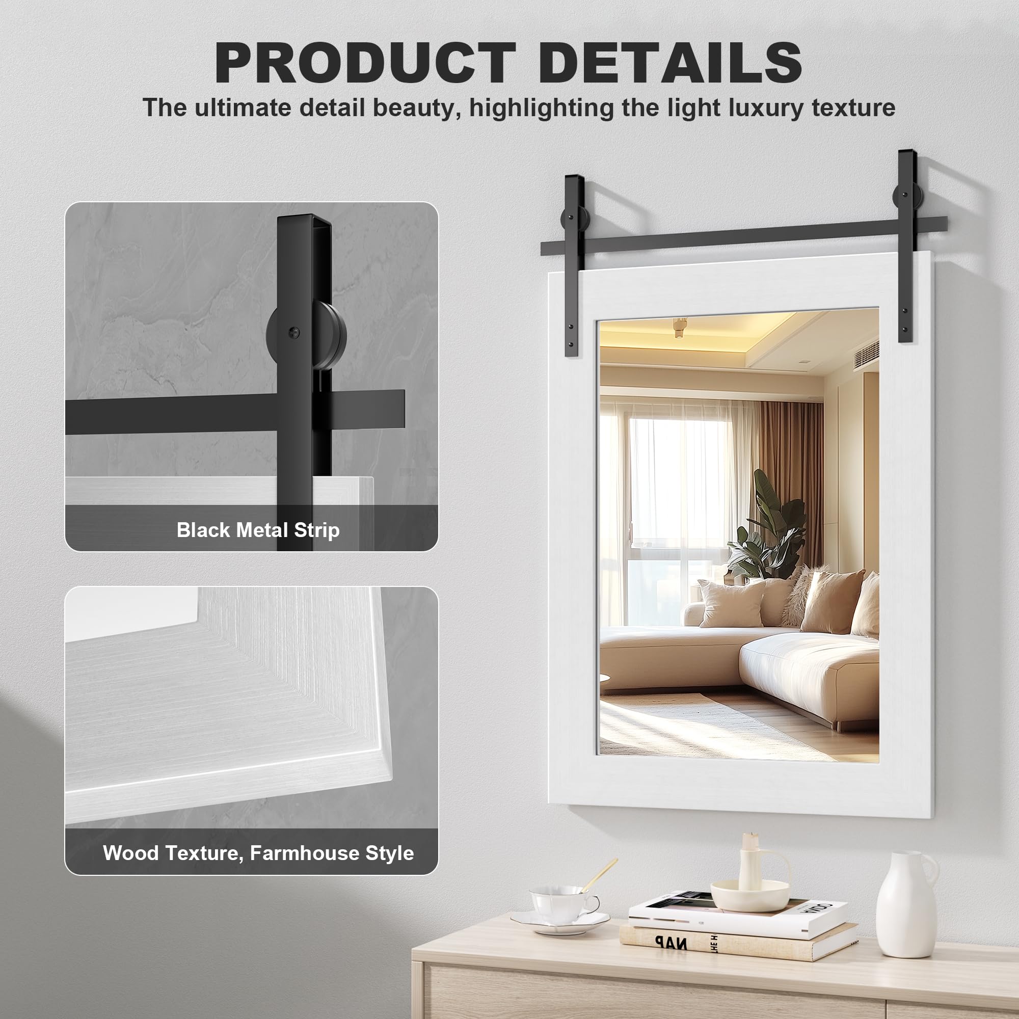 Snapklik.com : Farmhouse Bathroom Mirror, 22"x30" Rustic Wood Framed ...