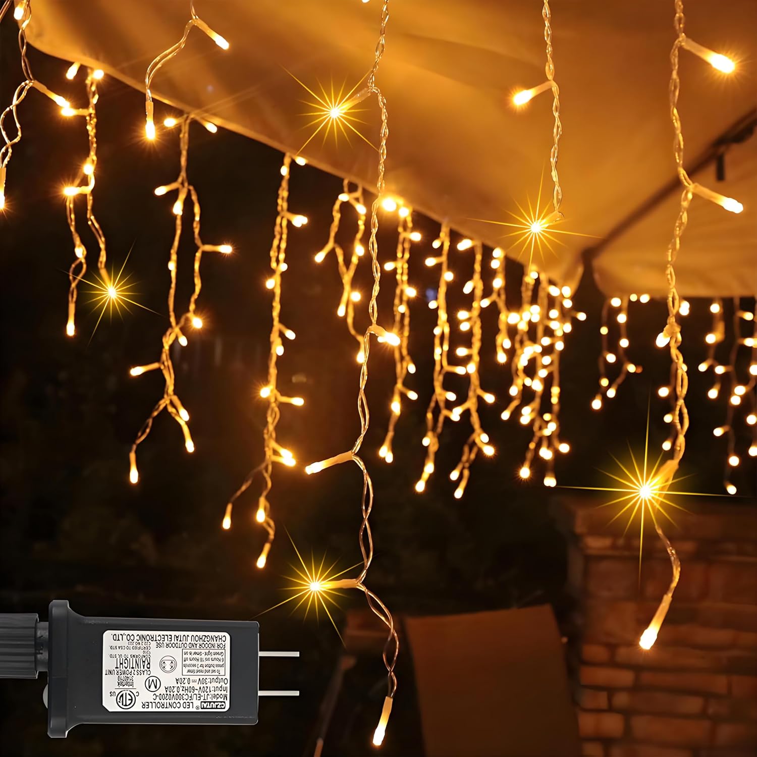 Outdoor Icicle Christmas Lights, 33Ft 400 LED Icicle Lights, Waterproof ...