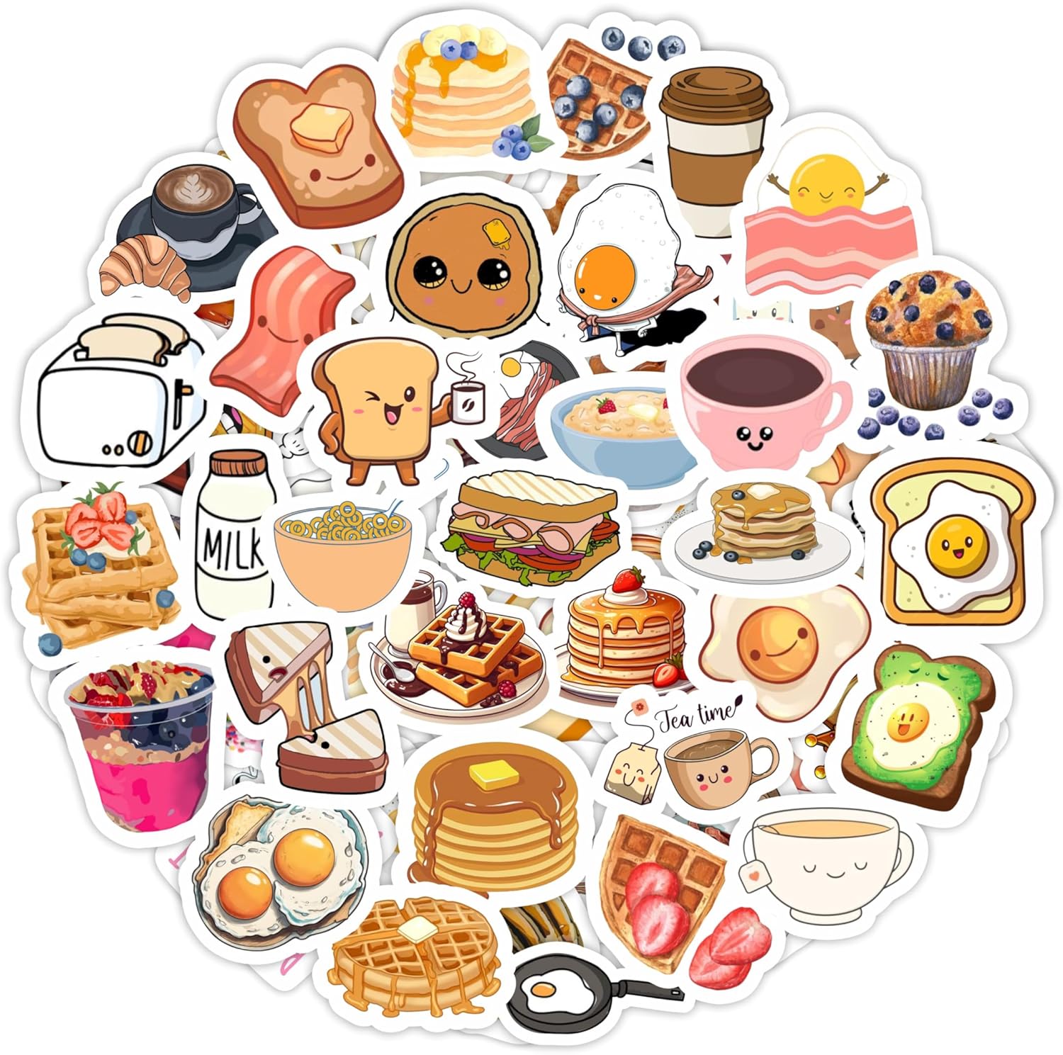 Amazon.com: BulbaCraft Cute Breakfast Food Stickers for Scrapbooking ...