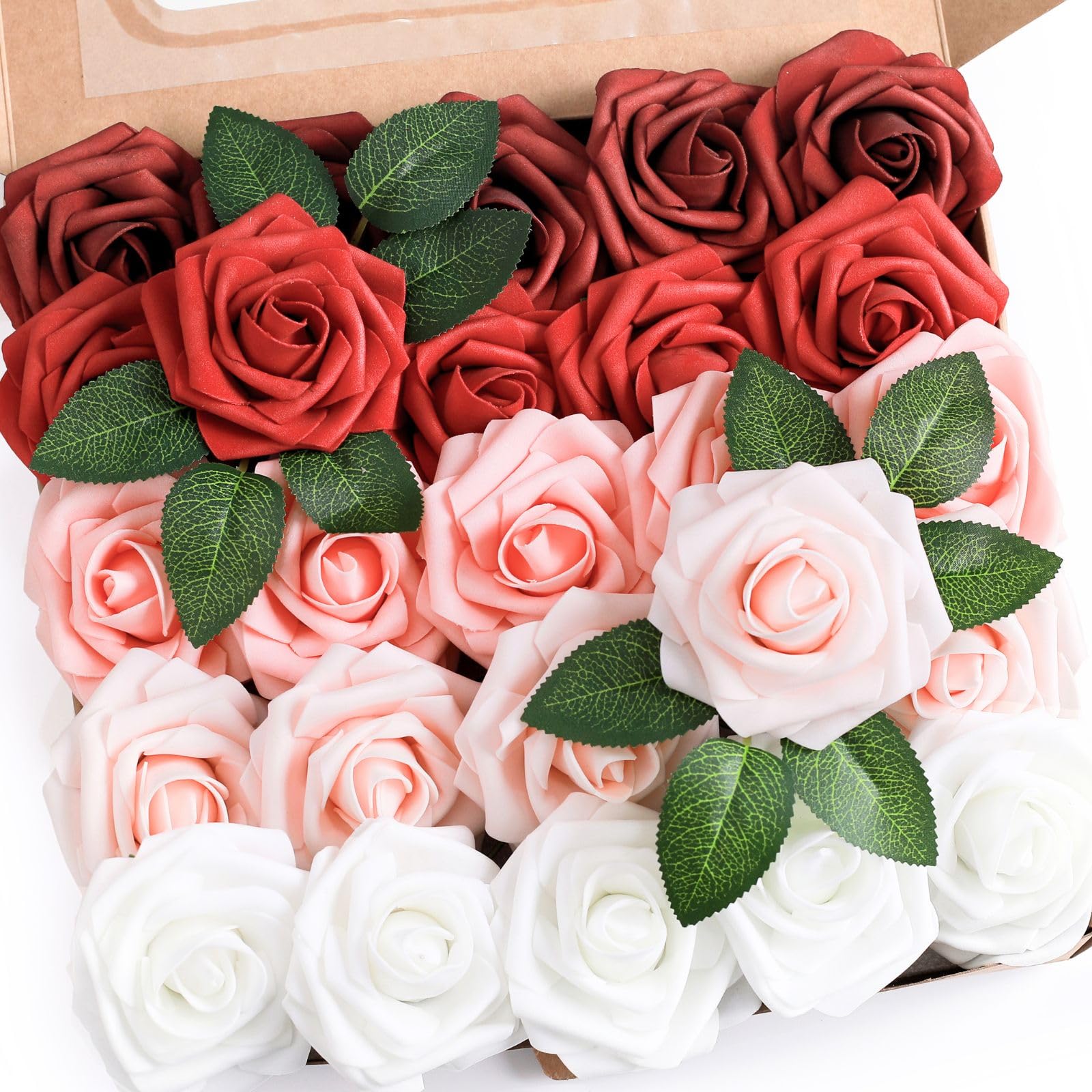 Amazon.com: Piklado Faux Rose Flowers Dusty Rose Gradient Fake Roses ...