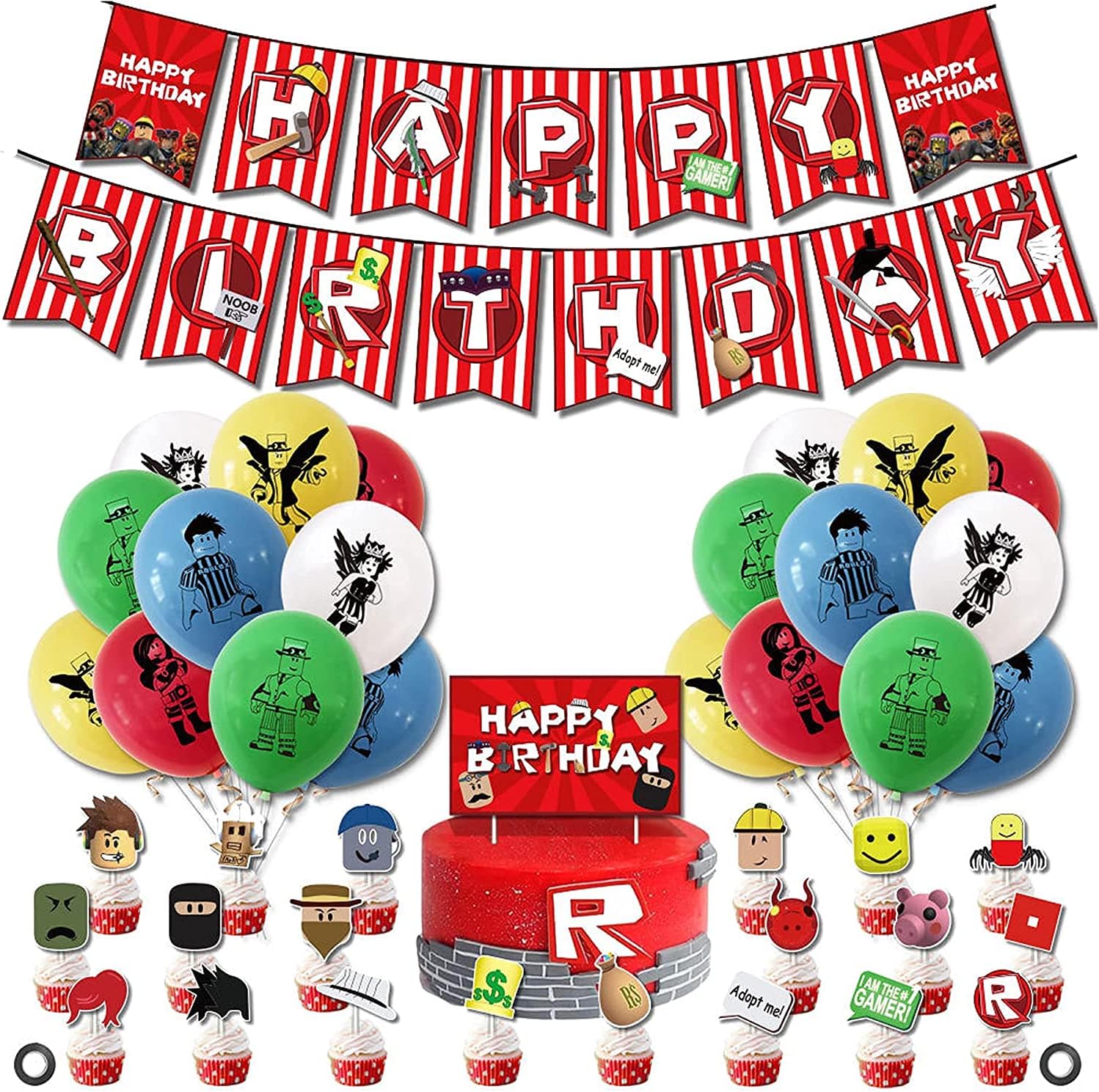 Roblox Birthday Party Supplies, Ro-blox Theme Party Decorations Set ...