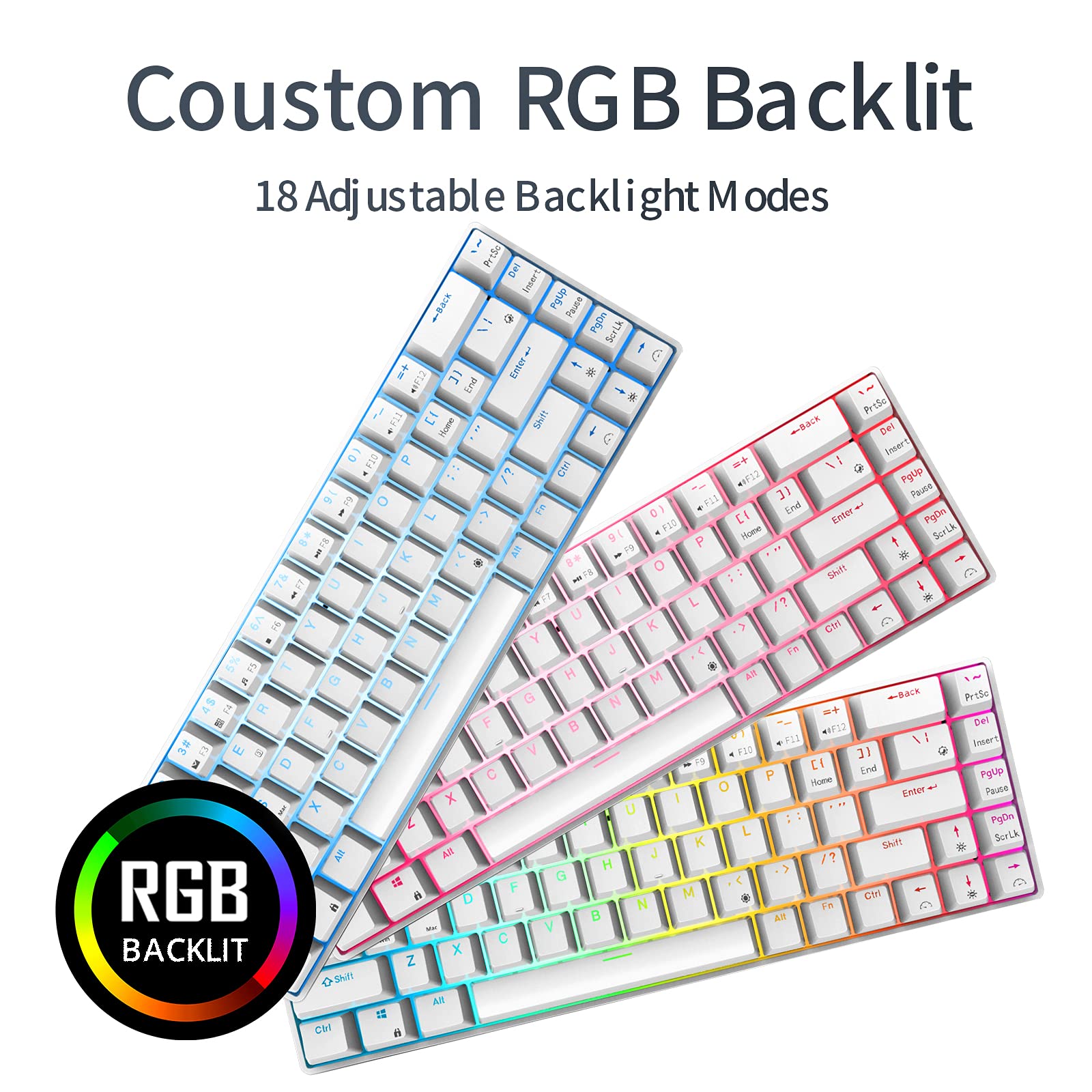 RK ROYAL KLUDGE RK68 (RK855) Bluetooth Wireless/Wired 65% Mechanical ...