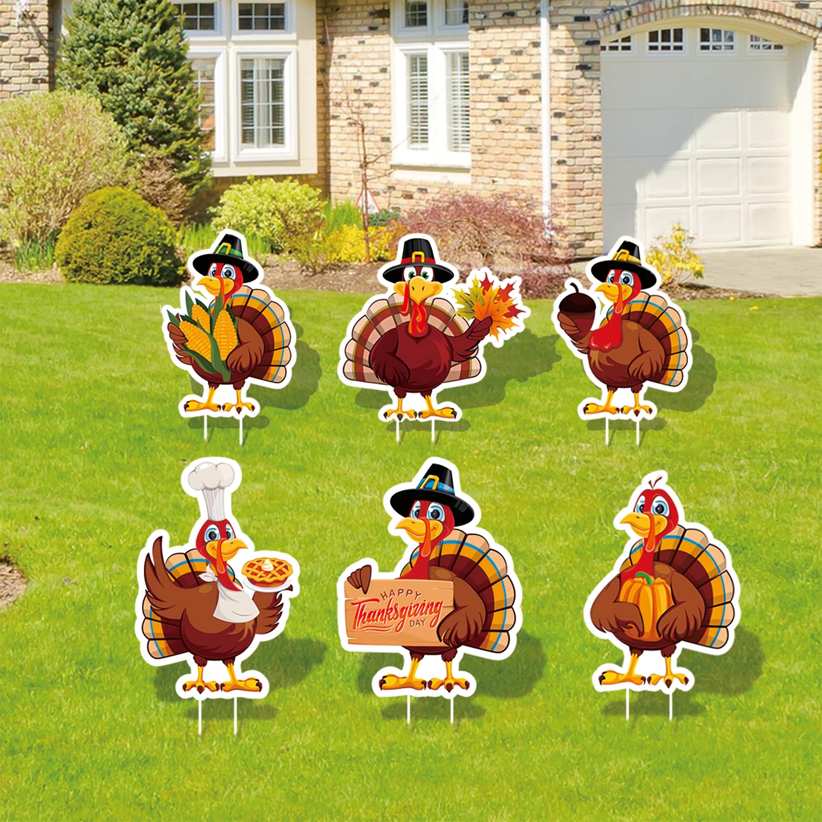 Amazon.com : Thanksgiving Yard Signs Outdoor Decorations - 6 PCS Turkey ...