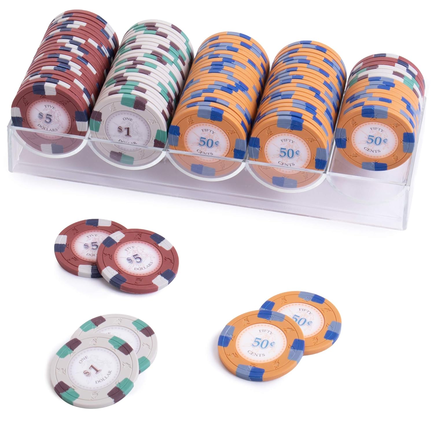 Brybelly Cash Players Chip Racks - Clear Acrylic Tray with 100 Pack of ...