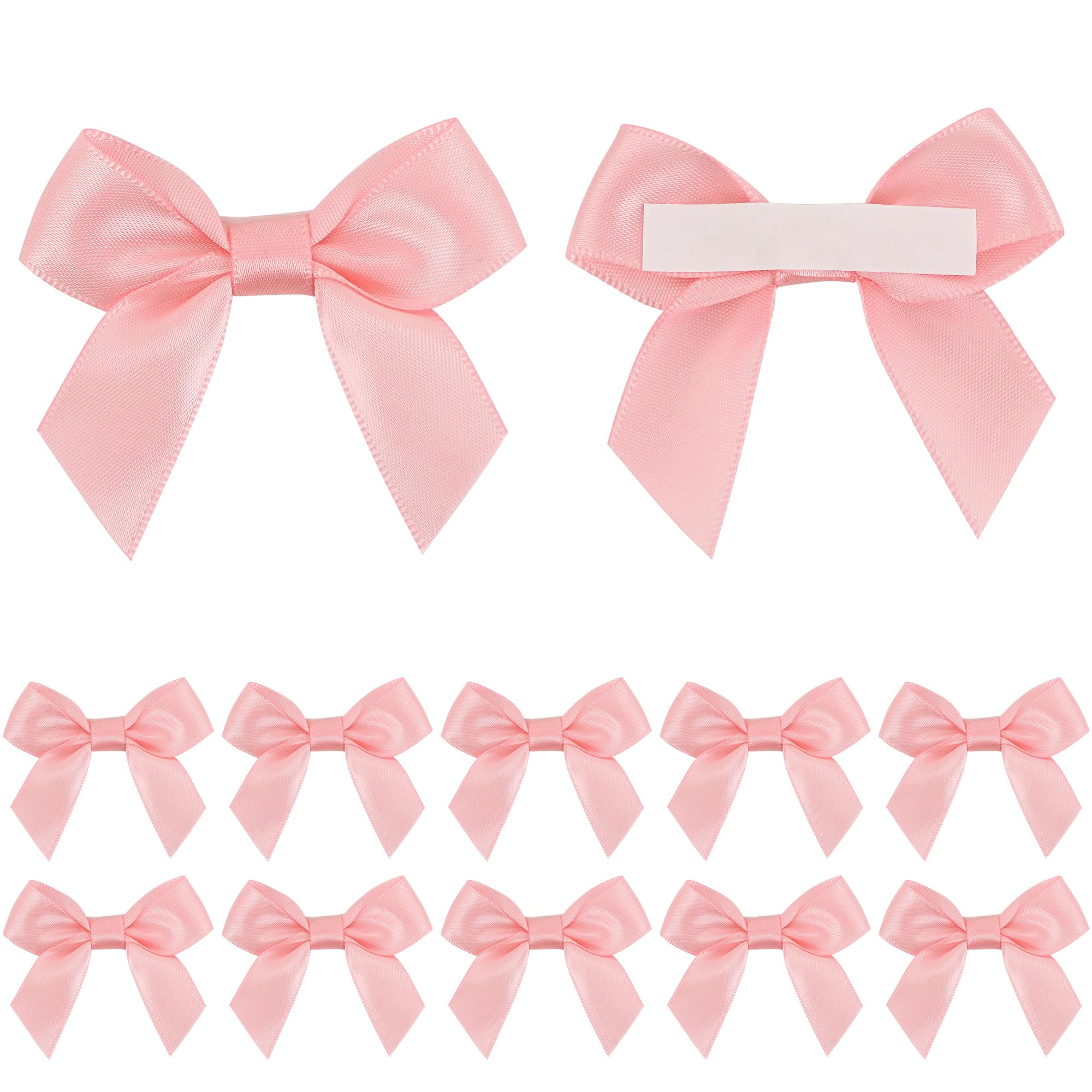 Amazon.com: AIMUDI Baby Pink Satin Ribbon Bows 2" Self Adhesive Satin ...
