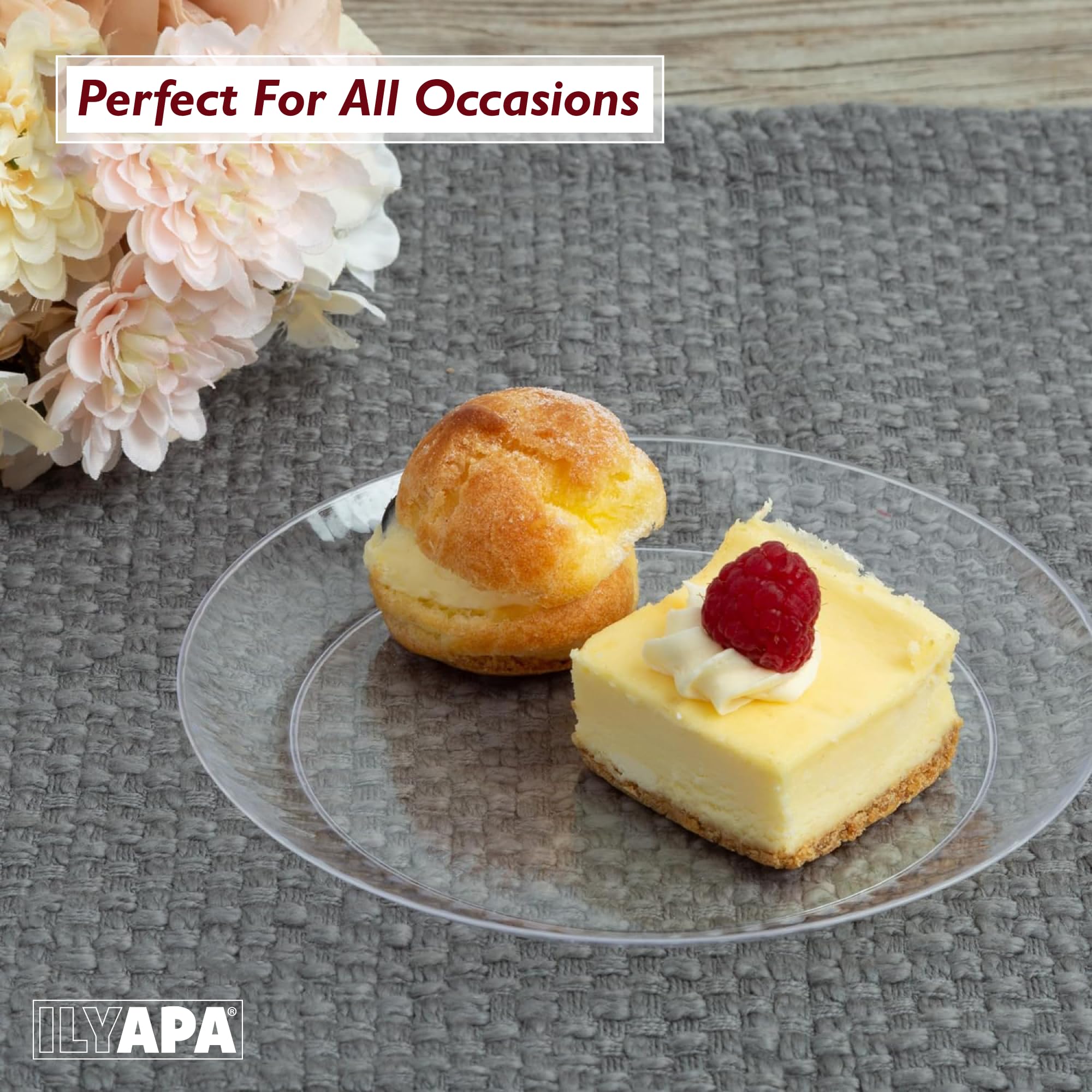 Snapklik.com : 100 Pack 7 Inch Disposable Dessert Plates, Plastic Clear ...