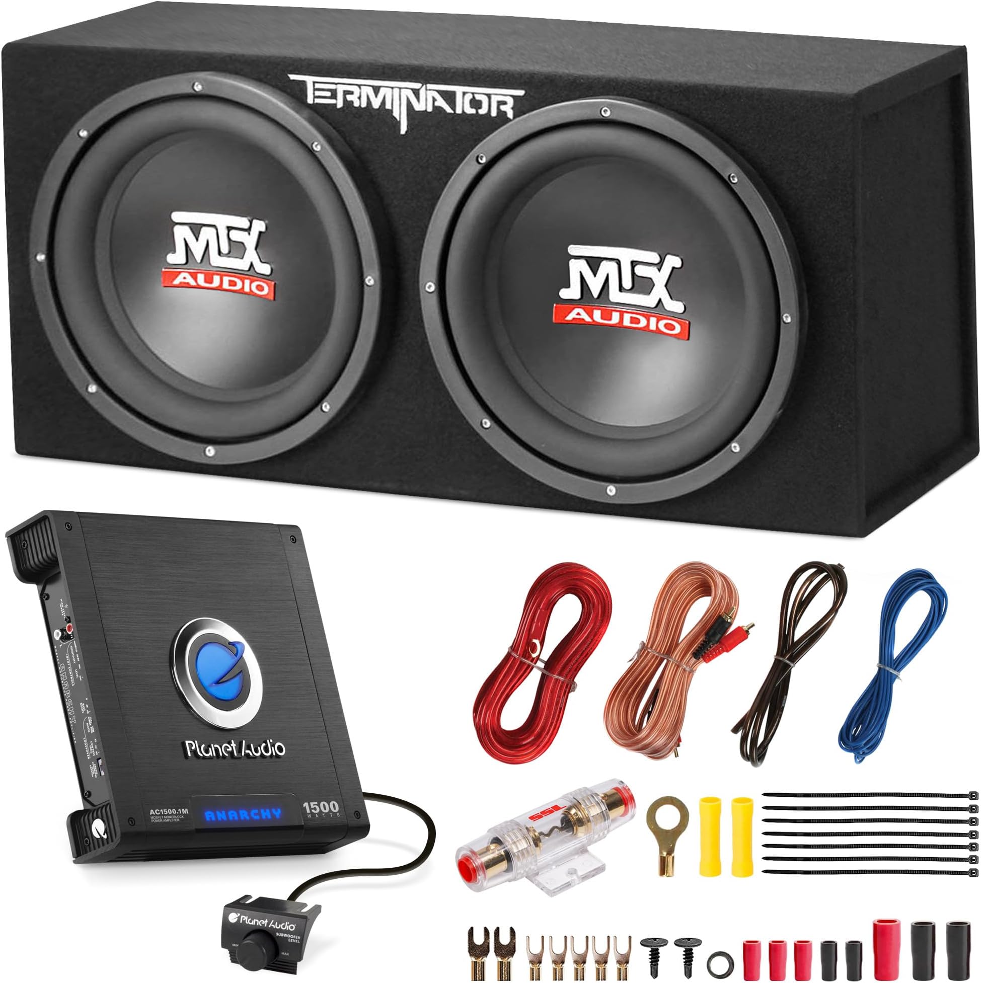 Amazon.com: MTX 12-Inch Dual Subwoofer with Amp & Wiring Kit - Complete ...